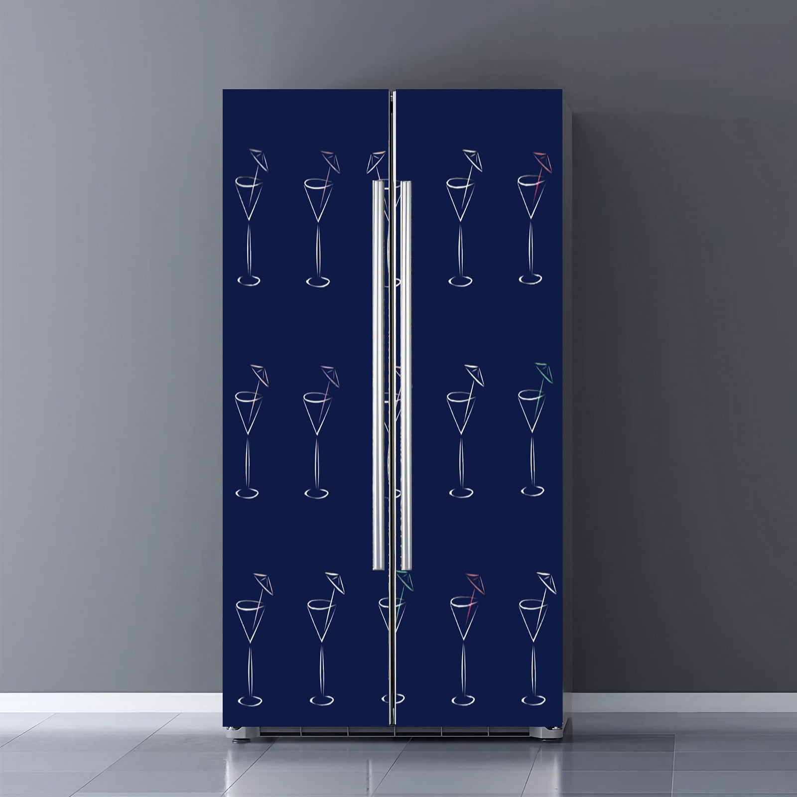 Fridge Door Wrap Vinyl Sticker Decor Front Refrigerator PVC Wallpaper ...