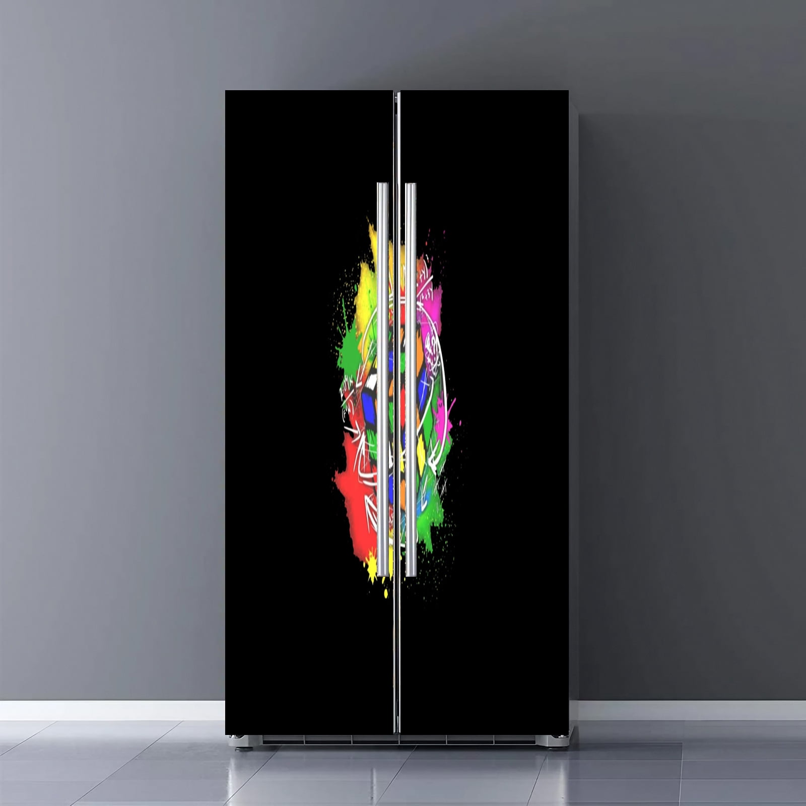 Fridge Door Wrap Vinyl Sticker Decor Front Refrigerator PVC Wallpaper ...