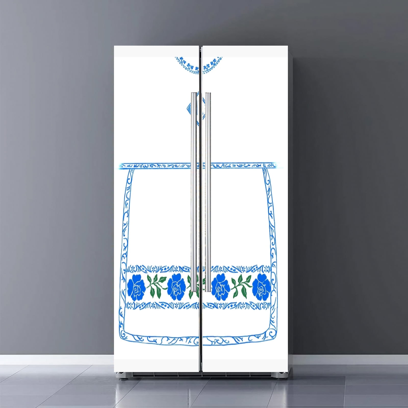 Fridge Door Wrap Vinyl Sticker Decor Front Refrigerator PVC Wallpaper ...
