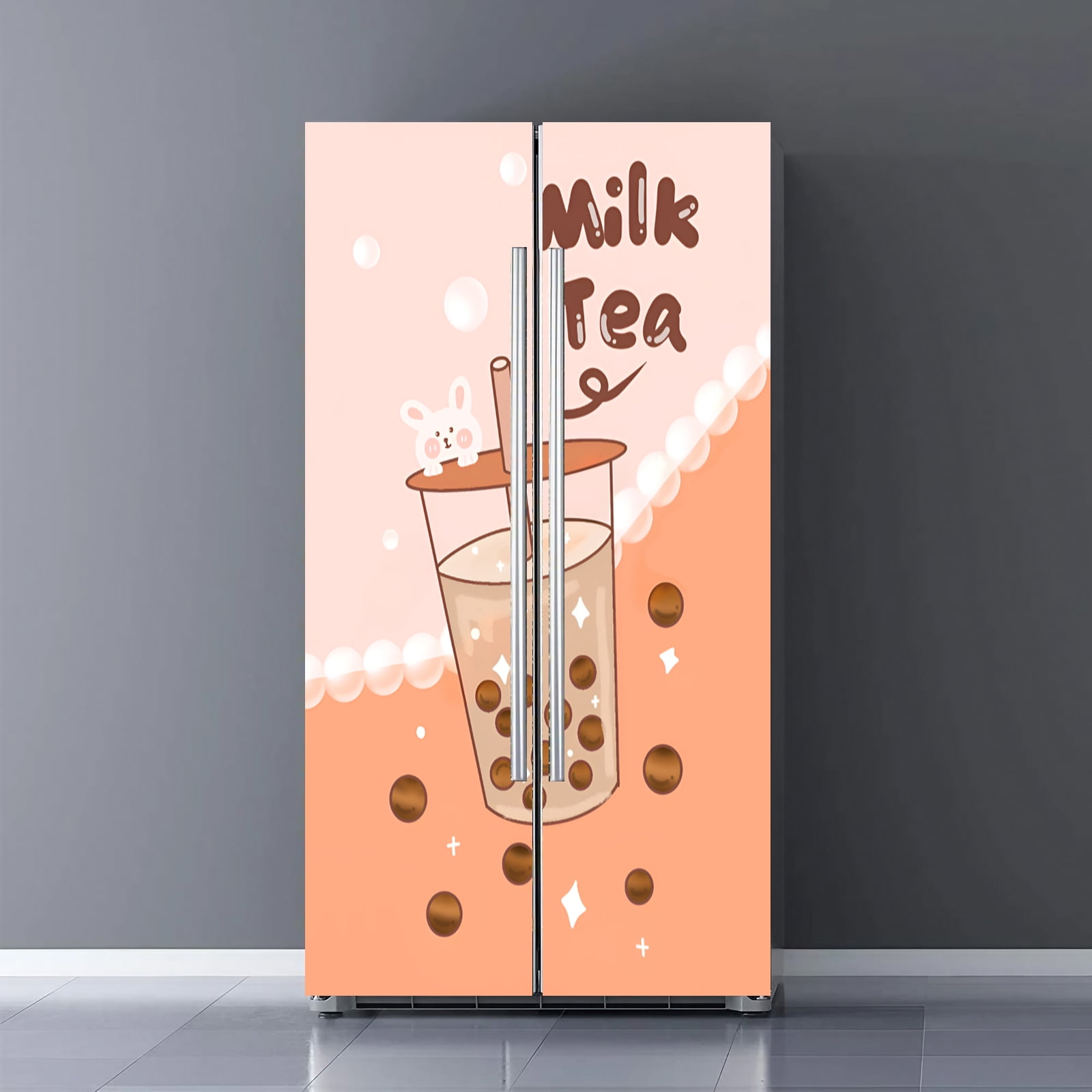 Fridge Door Wrap Vinyl Sticker Decor Front Refrigerator PVC Wallpaper ...