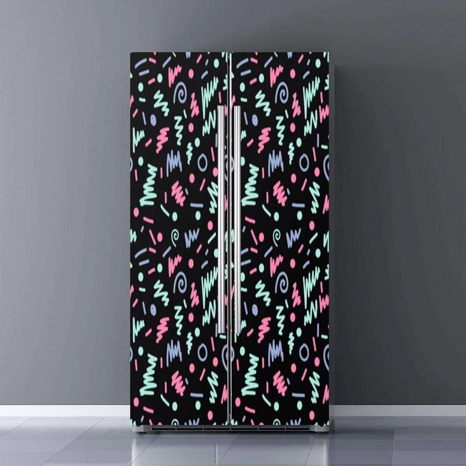 Fridge Door Wrap Vinyl Sticker Decor Front Refrigerator PVC Wallpaper ...