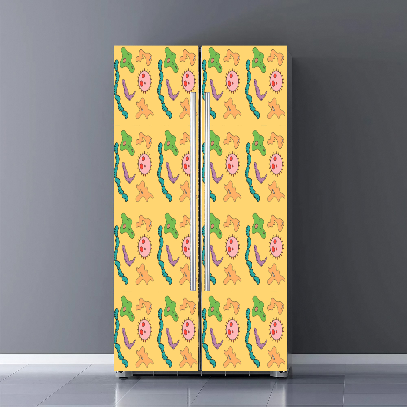 Fridge Door Wrap Vinyl Sticker Decor Front Refrigerator PVC Wallpaper ...