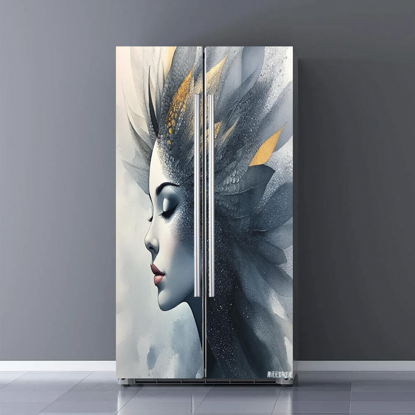 Fridge Door Wrap Vinyl Sticker Decor Front Refrigerator PVC Wallpaper ...