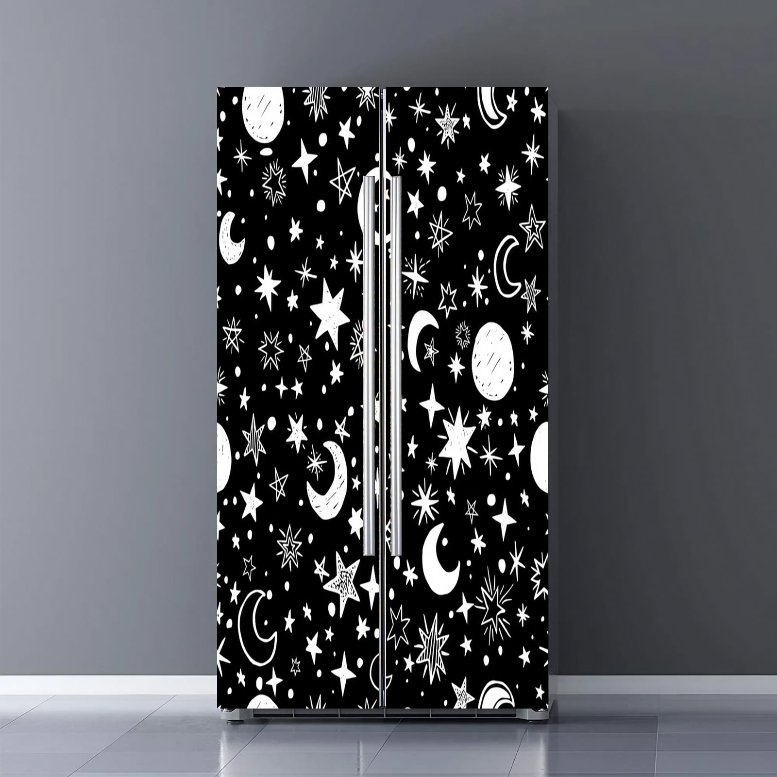 Fridge Door Wrap Vinyl Sticker Decor Front Refrigerator PVC Wallpaper ...