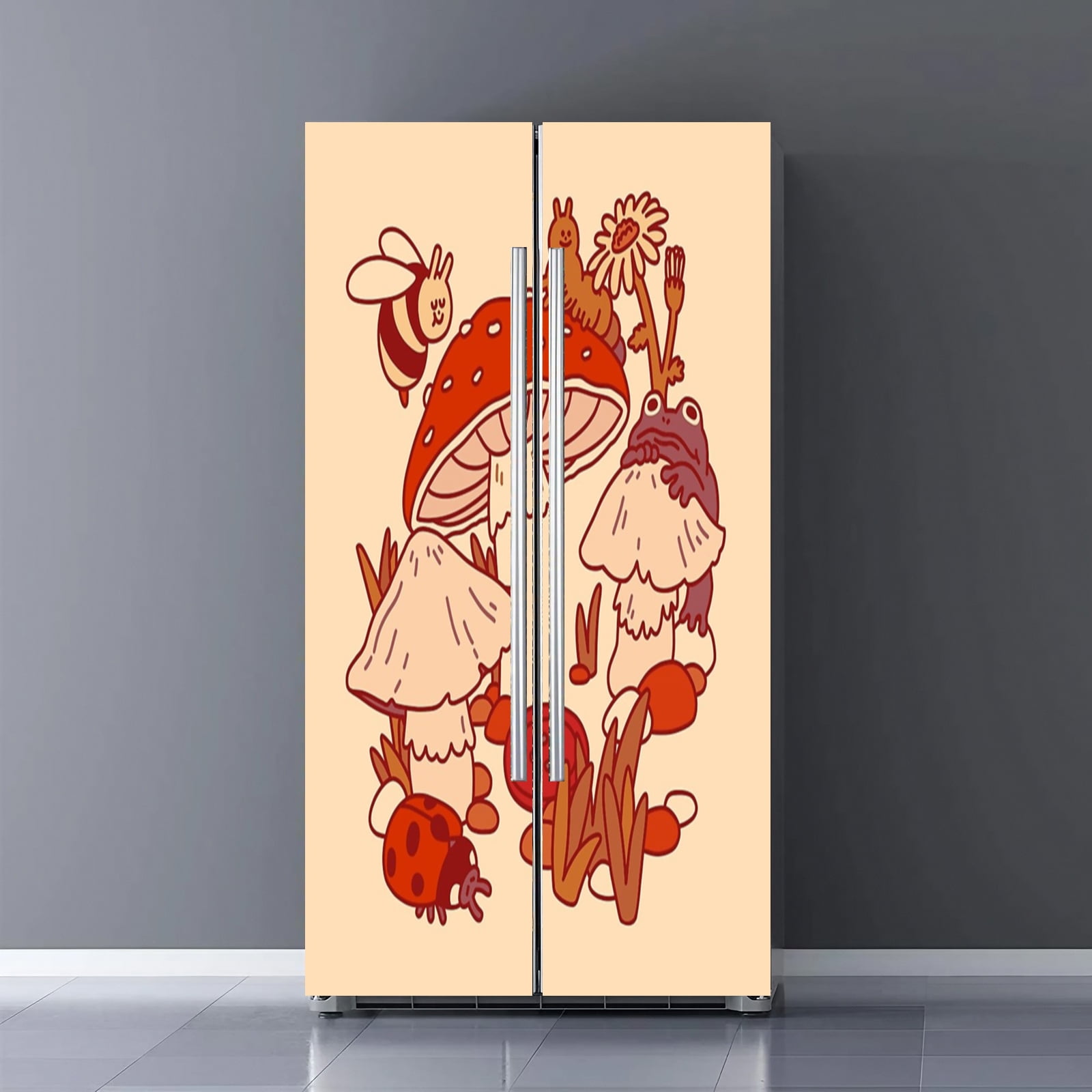 Fridge Door Wrap Vinyl Sticker Decor Front Refrigerator PVC Wallpaper ...