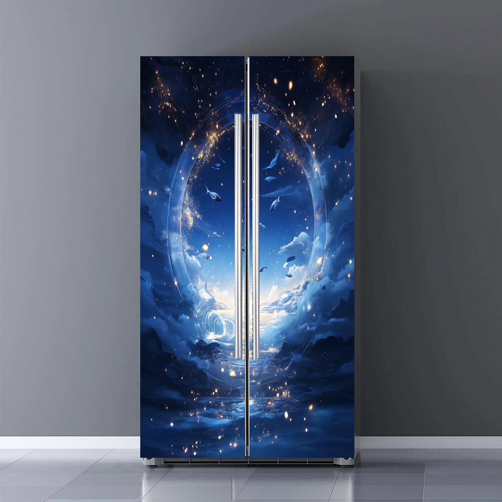 Fridge Door Wrap Vinyl Sticker Decor Front Refrigerator PVC Wallpaper ...