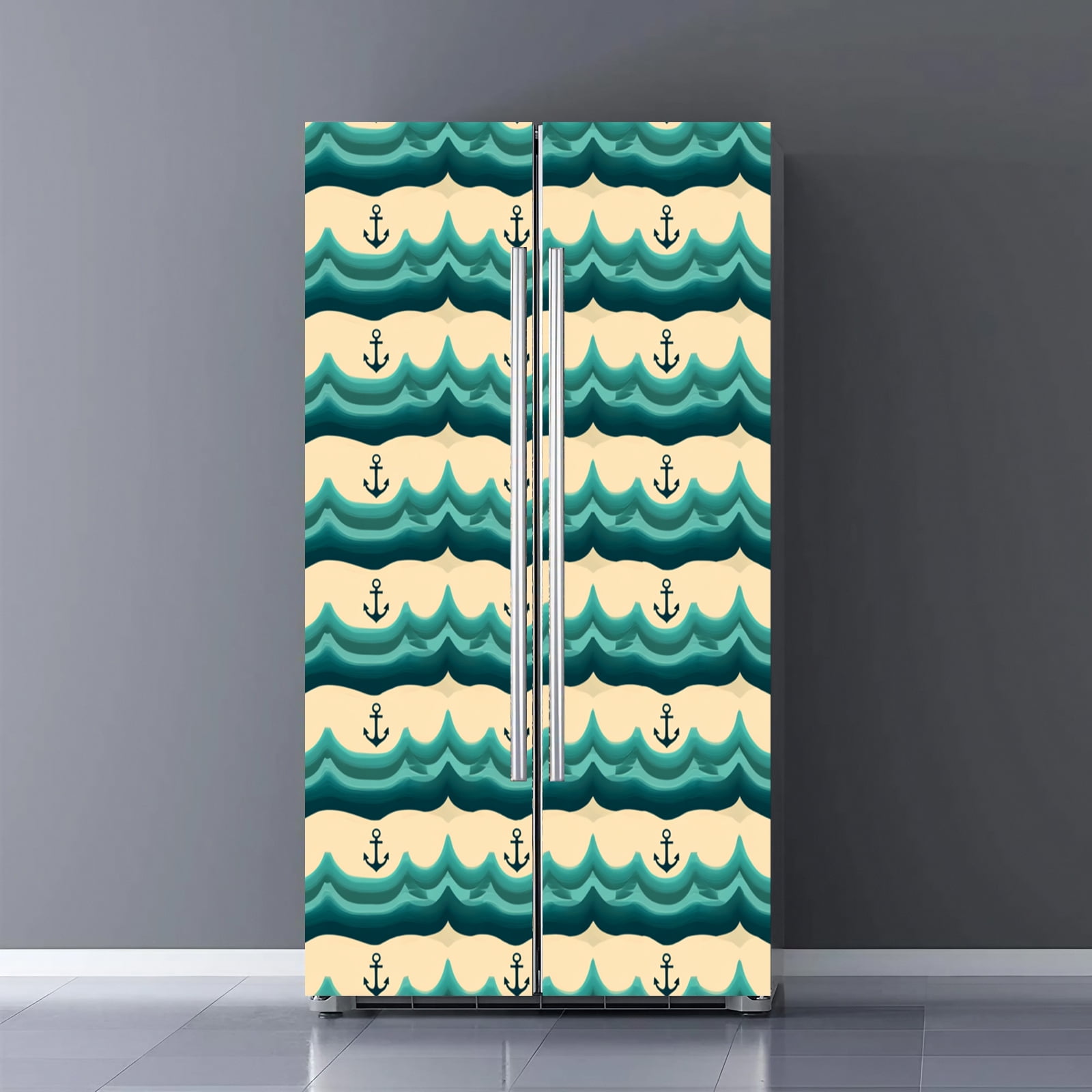 Fridge Door Wrap Vinyl Sticker Decor Front Refrigerator PVC Wallpaper ...