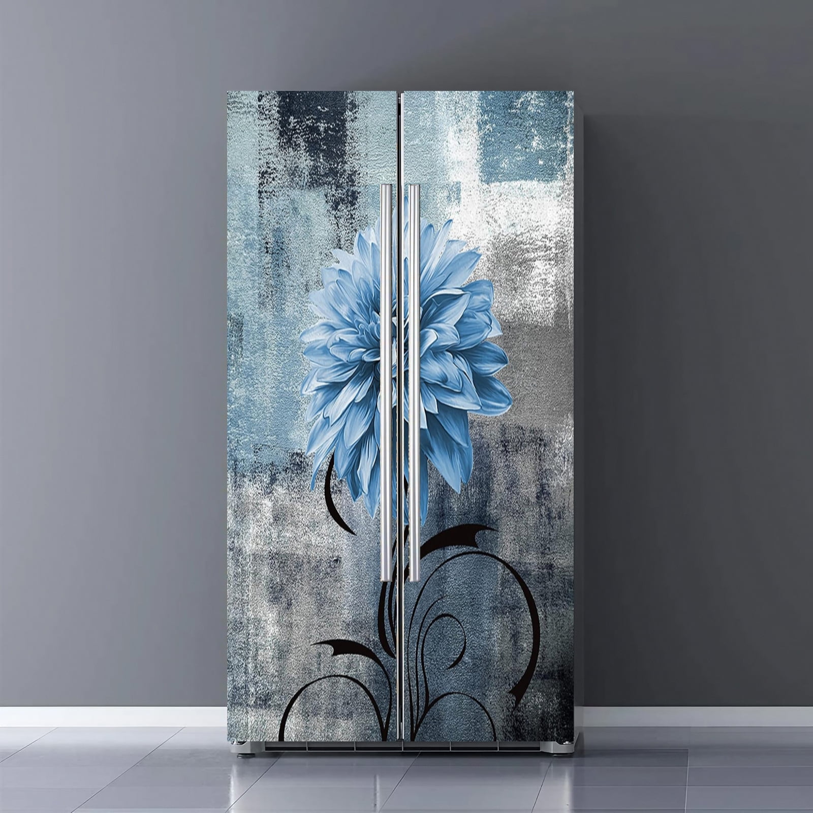 Fridge Door Wrap Vinyl Sticker Decor Front Refrigerator PVC Wallpaper ...