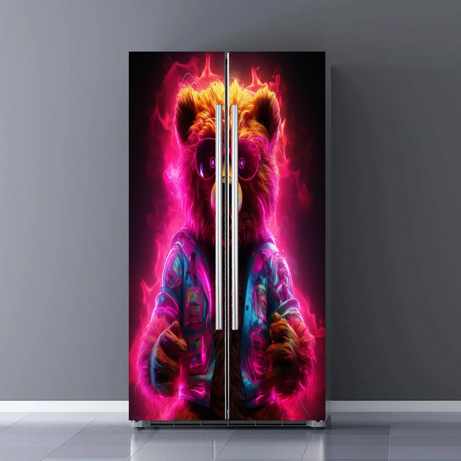 Fridge Door Wrap Vinyl Sticker Decor Front Refrigerator PVC Wallpaper ...