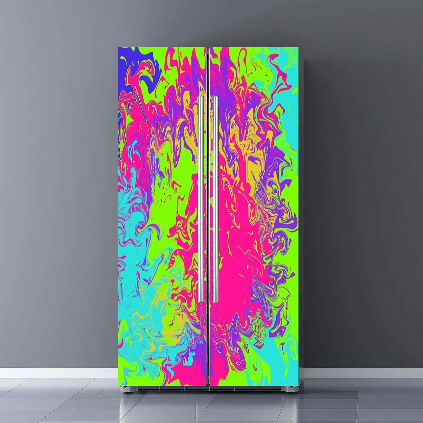 Fridge Door Wrap Vinyl Sticker Decor Front Refrigerator PVC Wallpaper ...