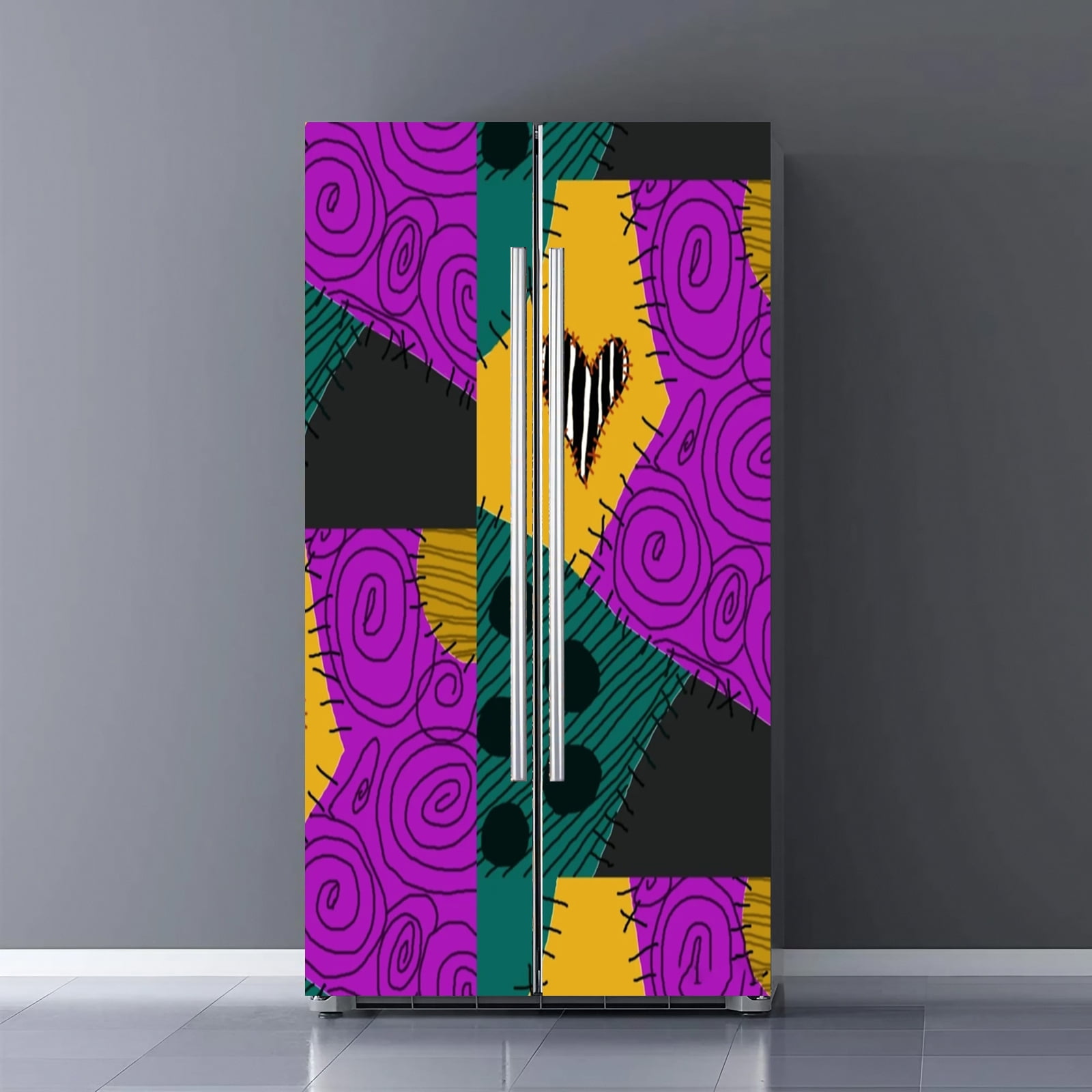 Fridge Door Wrap Vinyl Sticker Decor Front Refrigerator PVC Wallpaper ...
