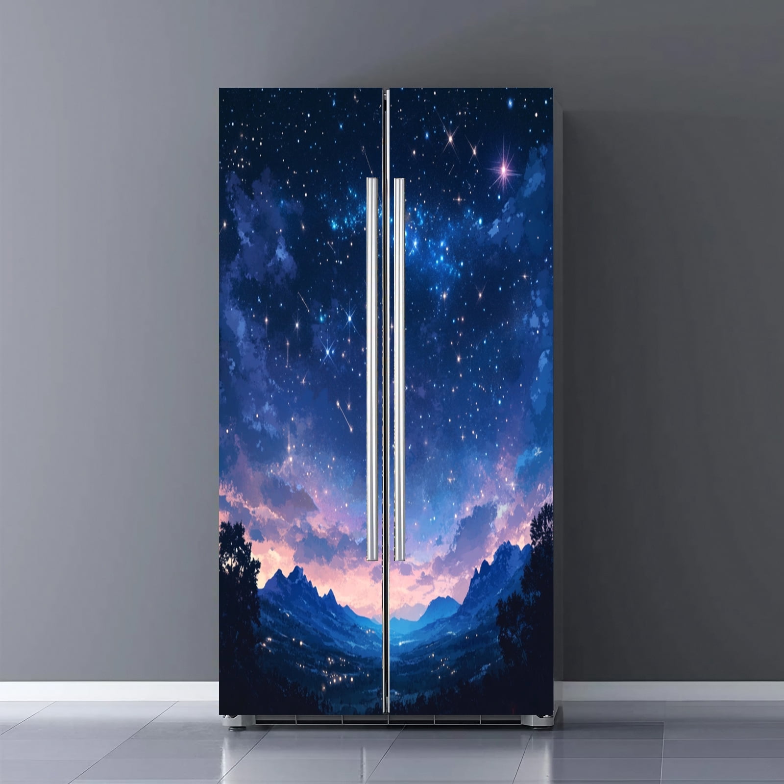 Fridge Door Wrap Vinyl Sticker Decor Front Refrigerator PVC Wallpaper ...