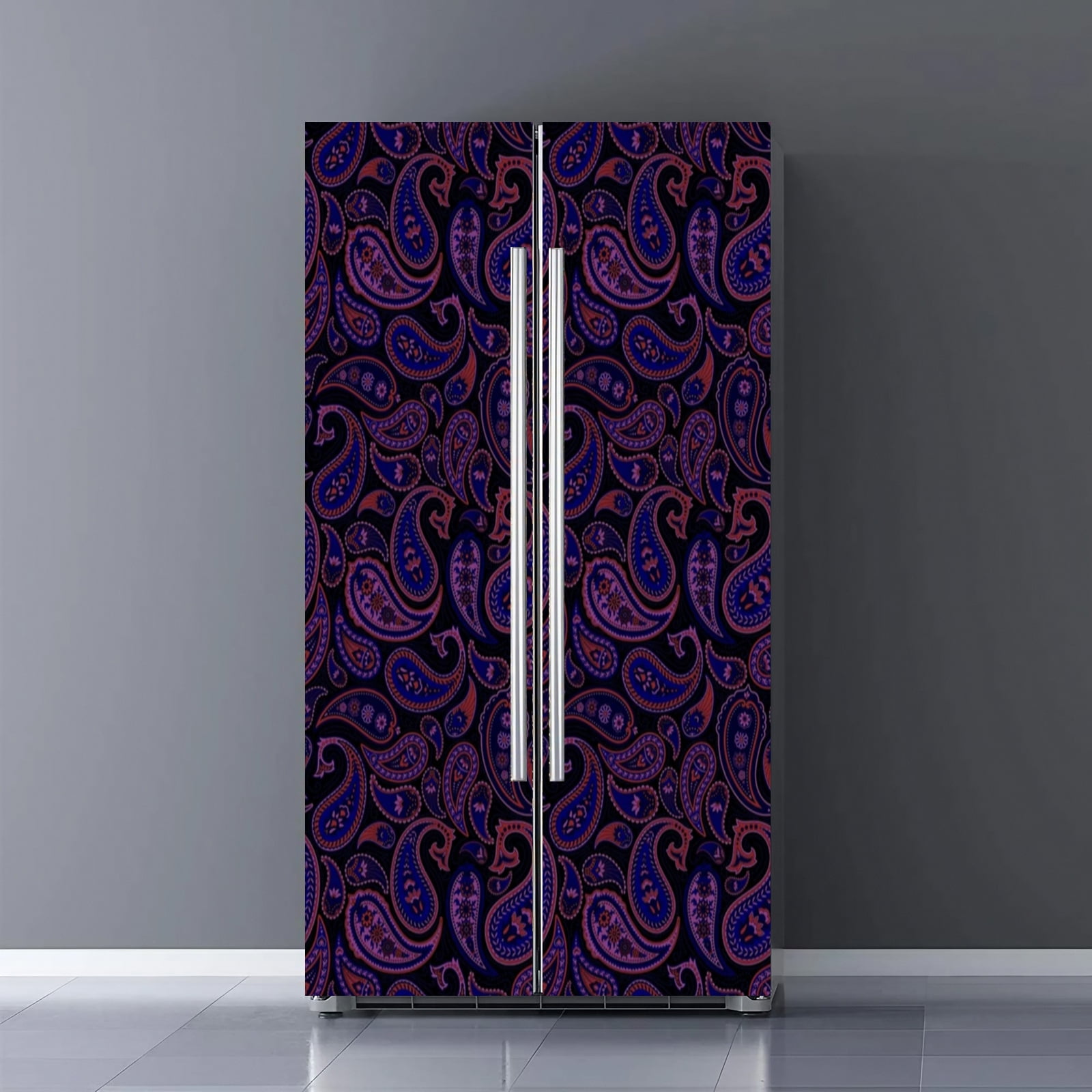 Fridge Door Wrap Vinyl Sticker Decor Front Refrigerator PVC Wallpaper ...