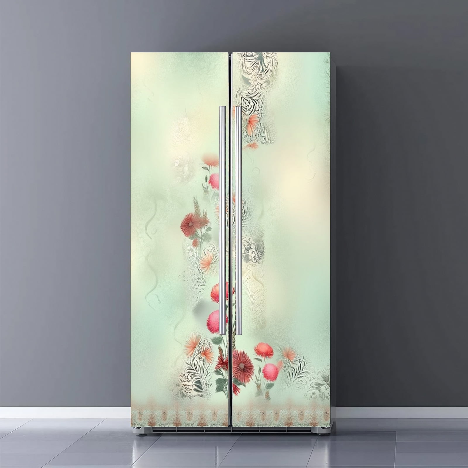 Fridge Door Wrap Vinyl Sticker Decor Front Refrigerator PVC Wallpaper ...