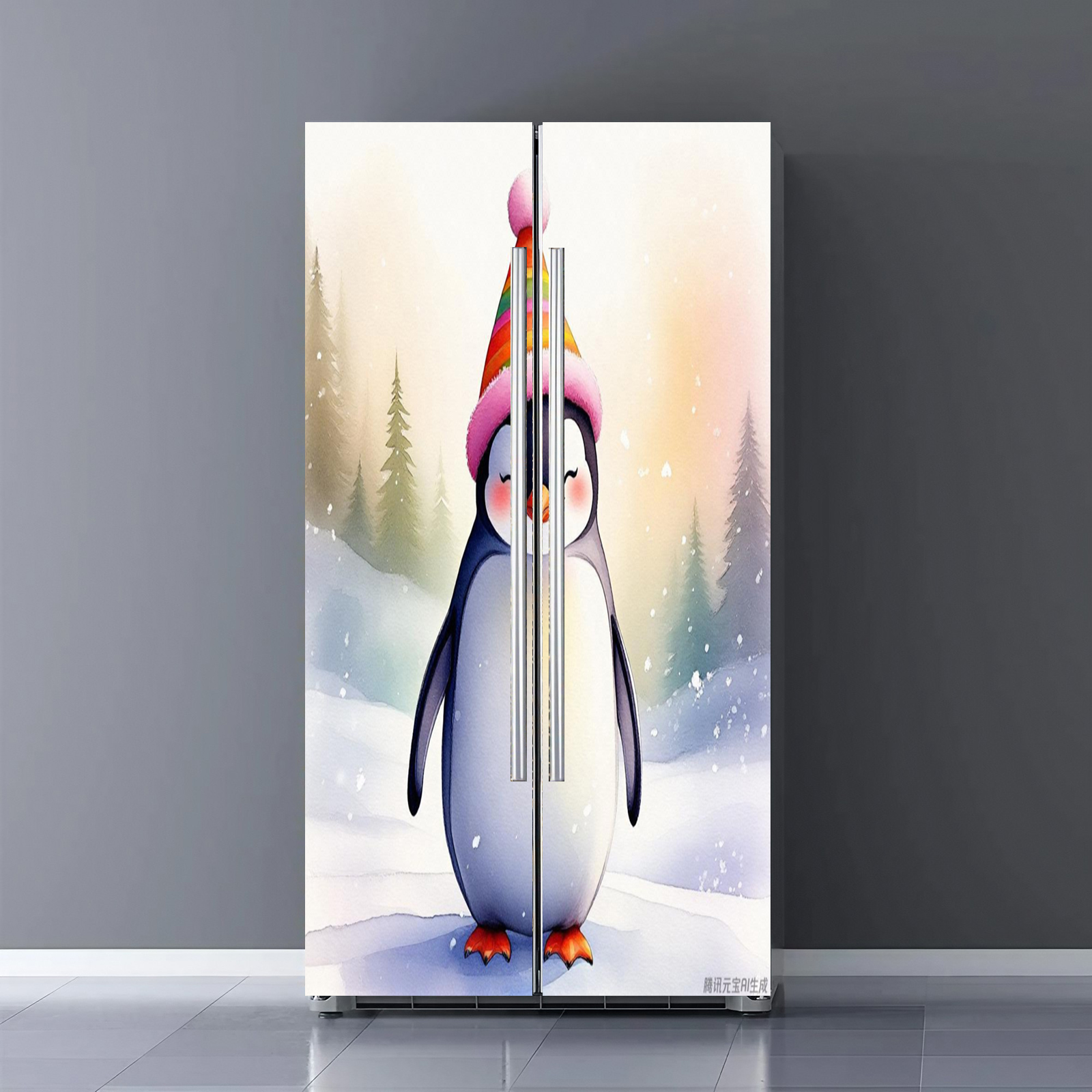 Fridge Door Wrap Vinyl Sticker Decor Front Refrigerator PVC Wallpaper ...