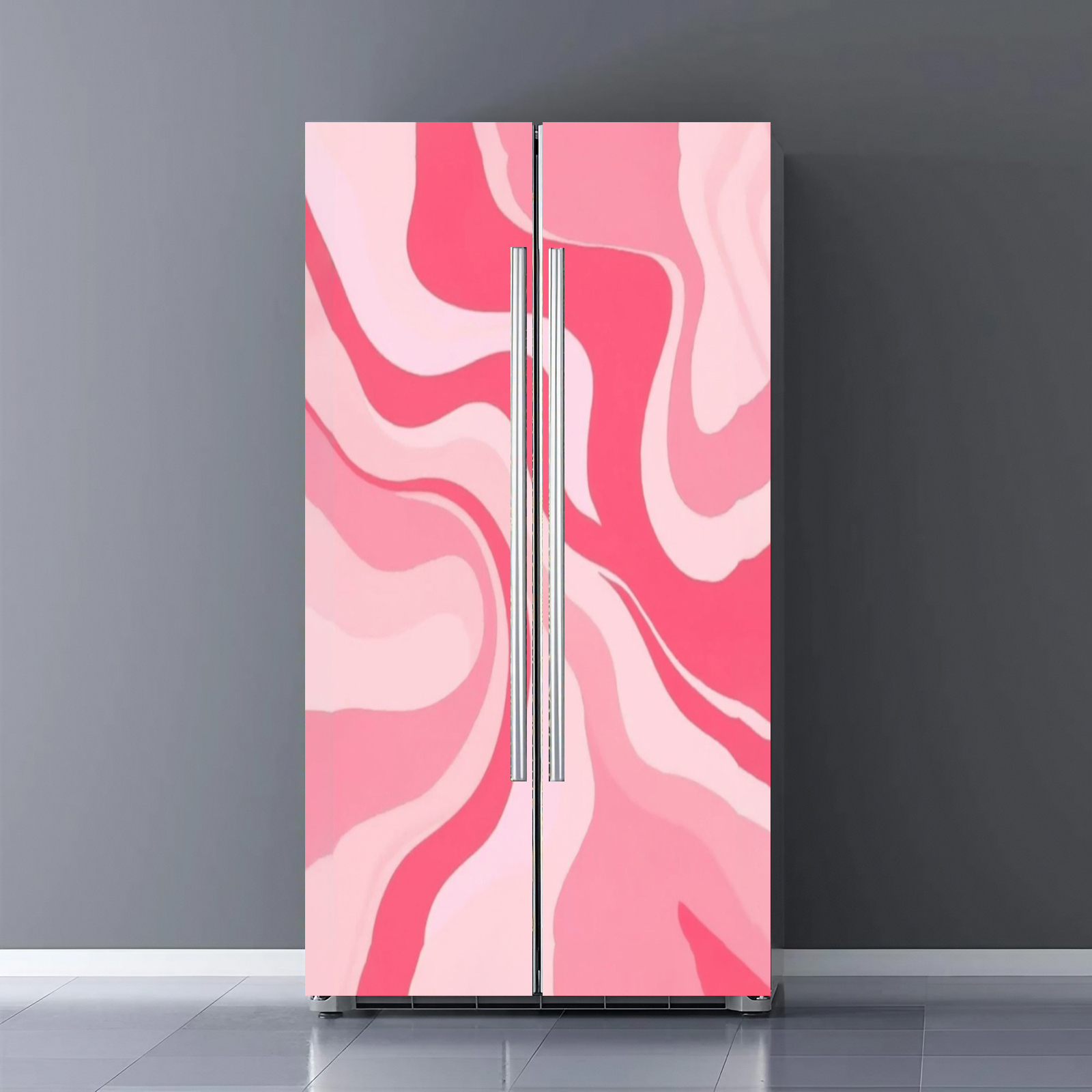 Fridge Door Wrap Vinyl Sticker Decor Front Refrigerator PVC Wallpaper ...