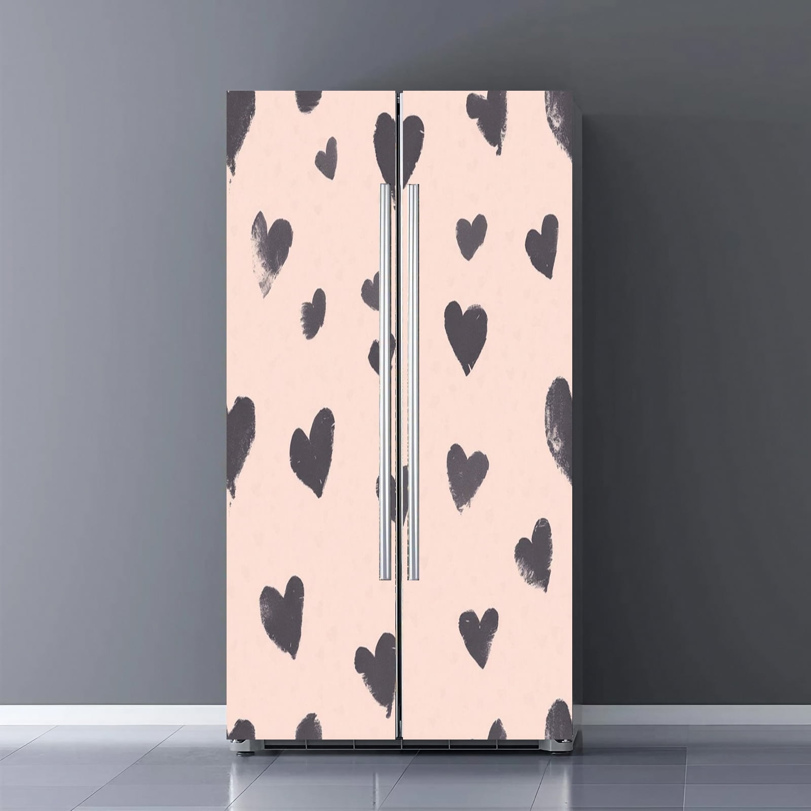 Fridge Door Wrap Vinyl Sticker Decor Front Refrigerator PVC Wallpaper Decal Pink background dark ...
