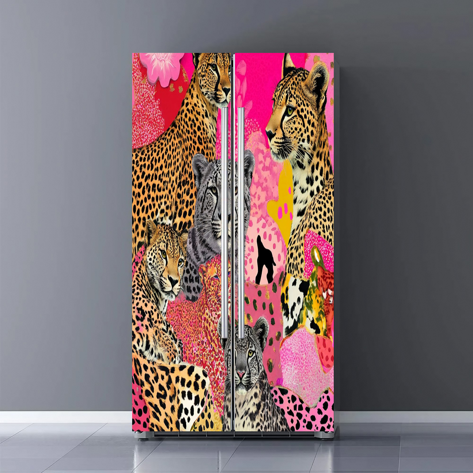 Fridge Door Wrap Vinyl Sticker Decor Front Refrigerator PVC Wallpaper ...
