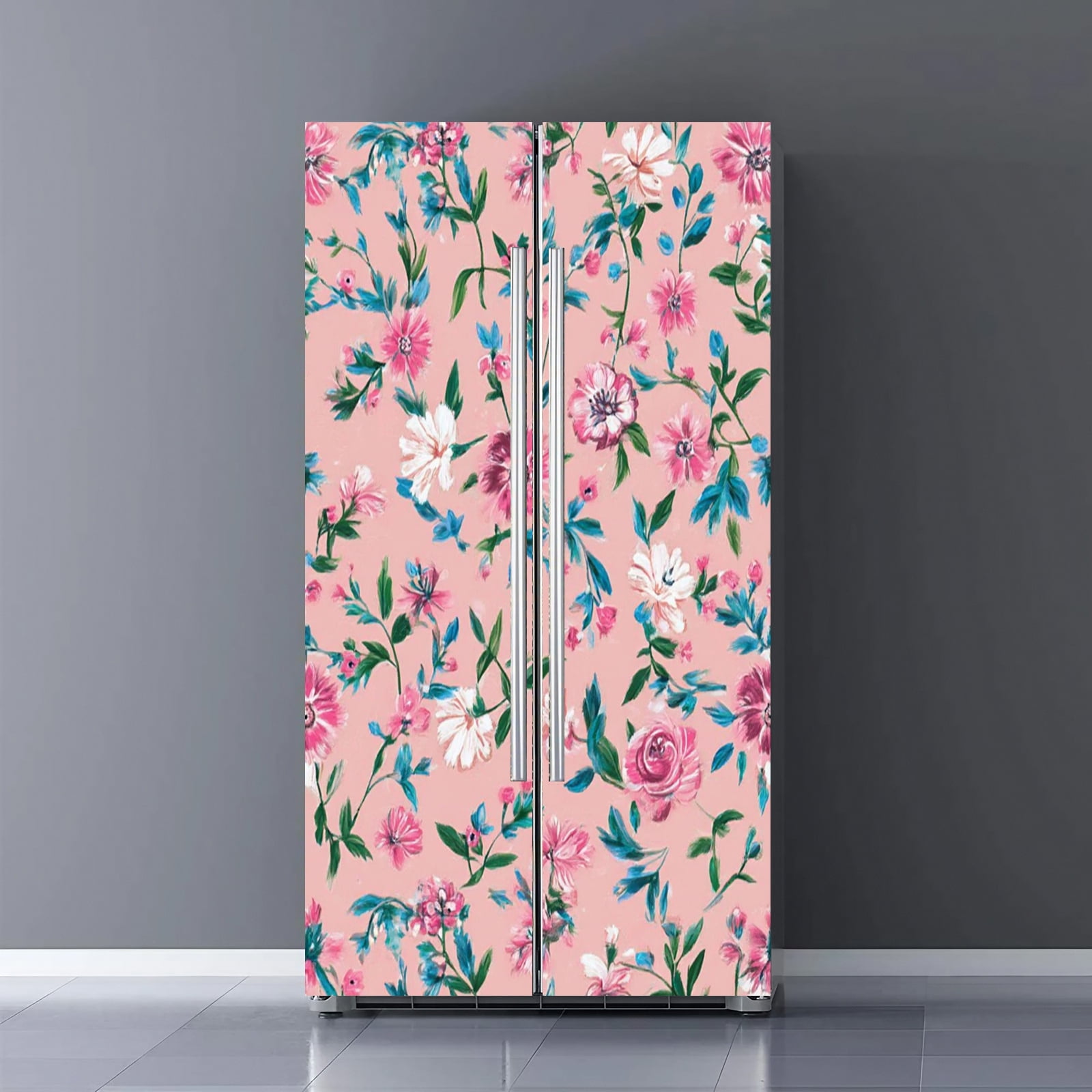 Fridge Door Wrap Vinyl Sticker Decor Front Refrigerator PVC Wallpaper ...