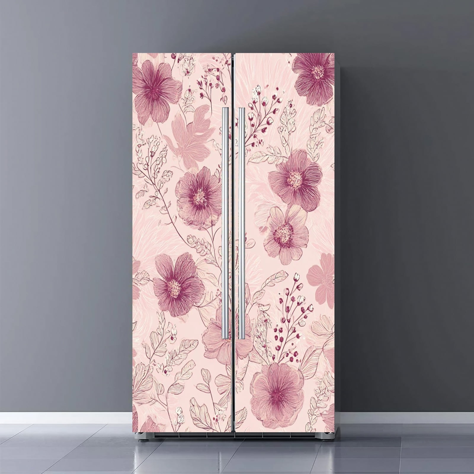 Fridge Door Wrap Vinyl Sticker Decor Front Refrigerator PVC Wallpaper ...