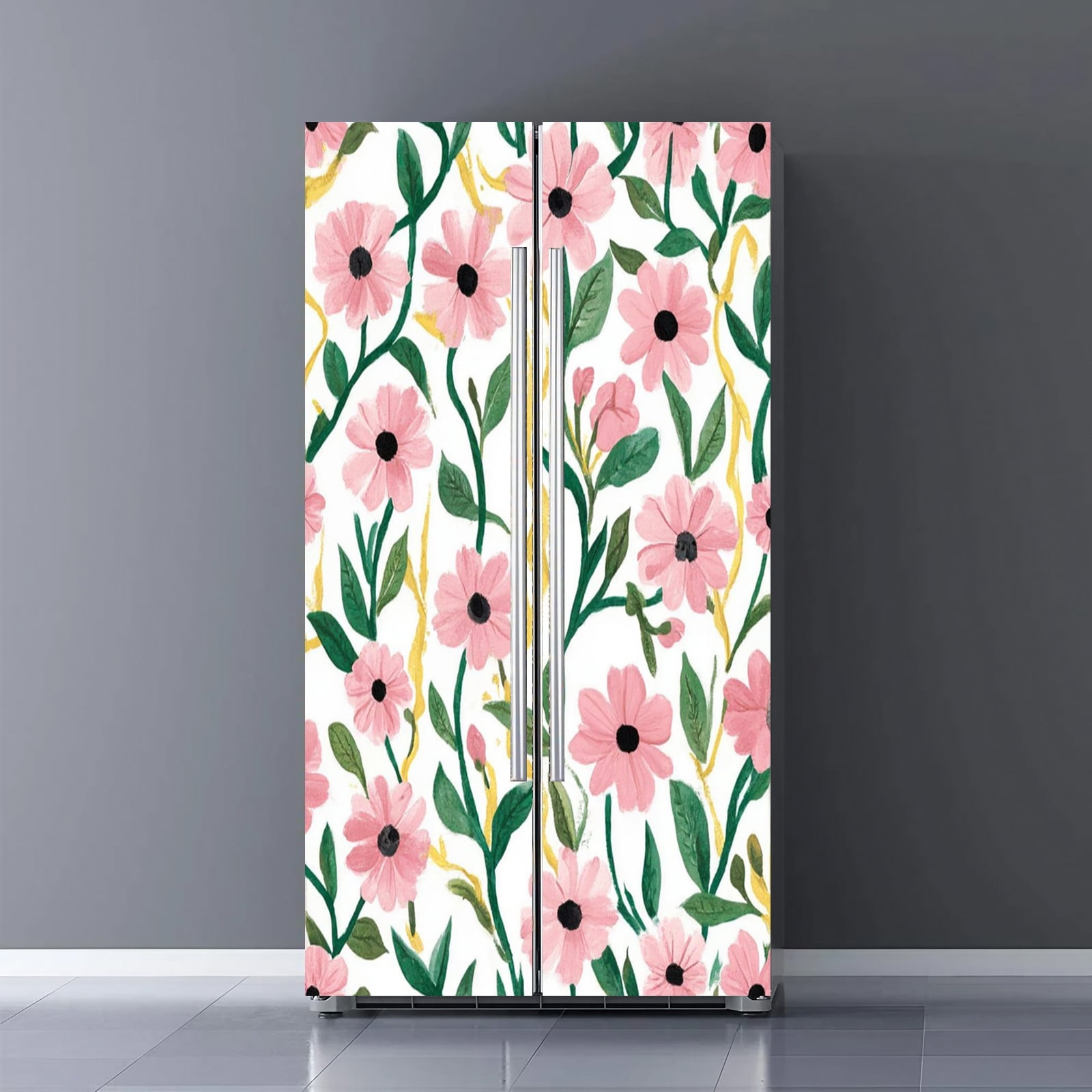 Fridge Door Wrap Vinyl Sticker Decor Front Refrigerator PVC Wallpaper ...