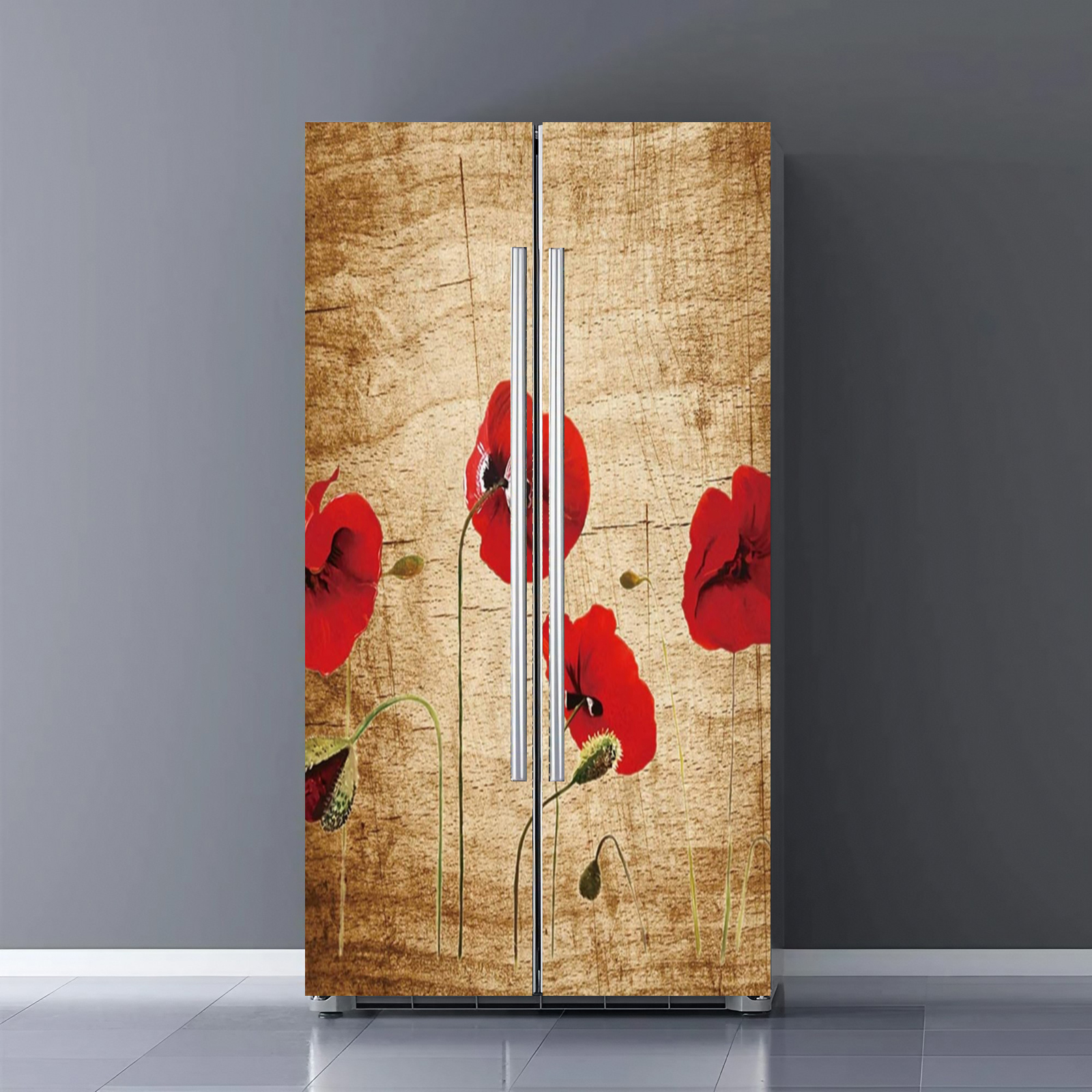Fridge Door Wrap Vinyl Sticker Decor Front Refrigerator PVC Wallpaper ...