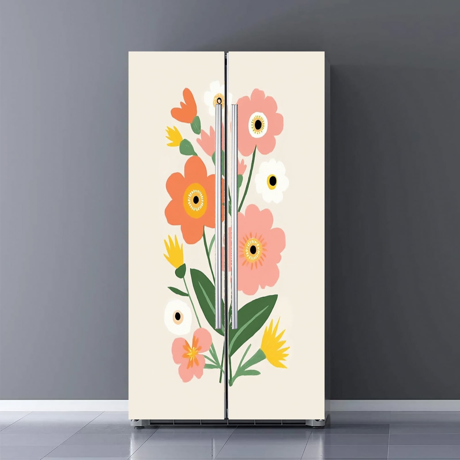 Fridge Door Wrap Vinyl Sticker Decor Front Refrigerator PVC Wallpaper ...