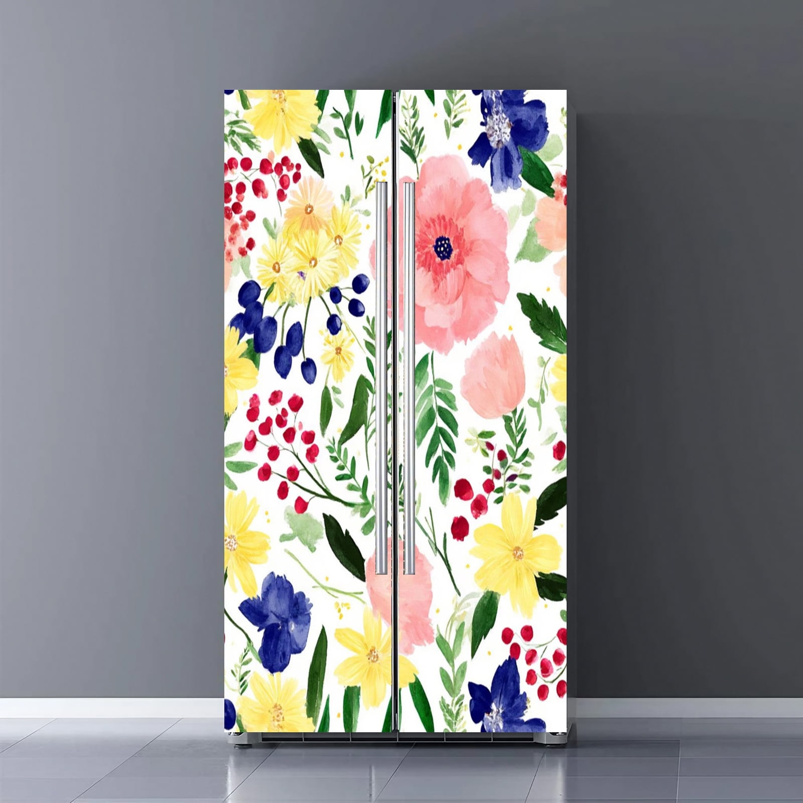 Fridge Door Wrap Vinyl Sticker Decor Front Refrigerator PVC Wallpaper ...