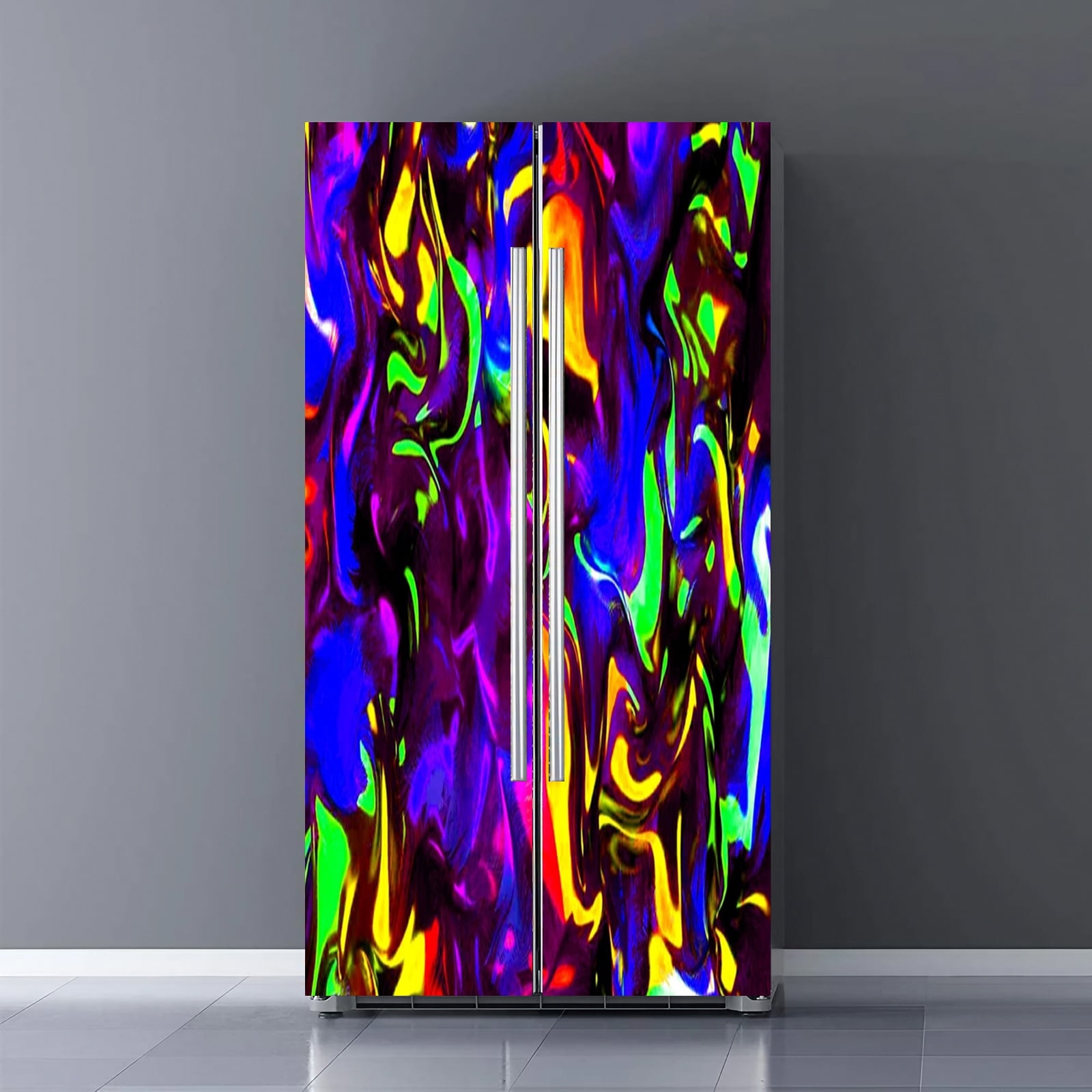 Fridge Door Wrap Vinyl Sticker Decor Front Refrigerator PVC Wallpaper ...