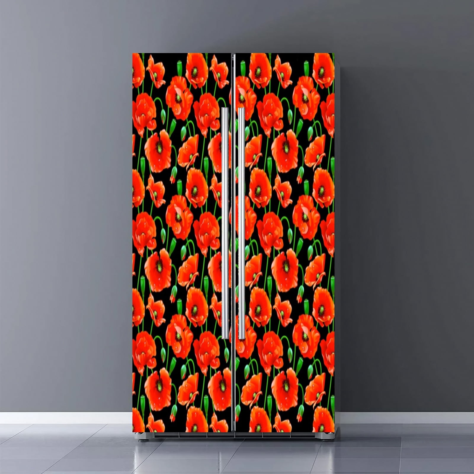 Fridge Door Wrap Vinyl Sticker Decor Front Refrigerator PVC Wallpaper ...