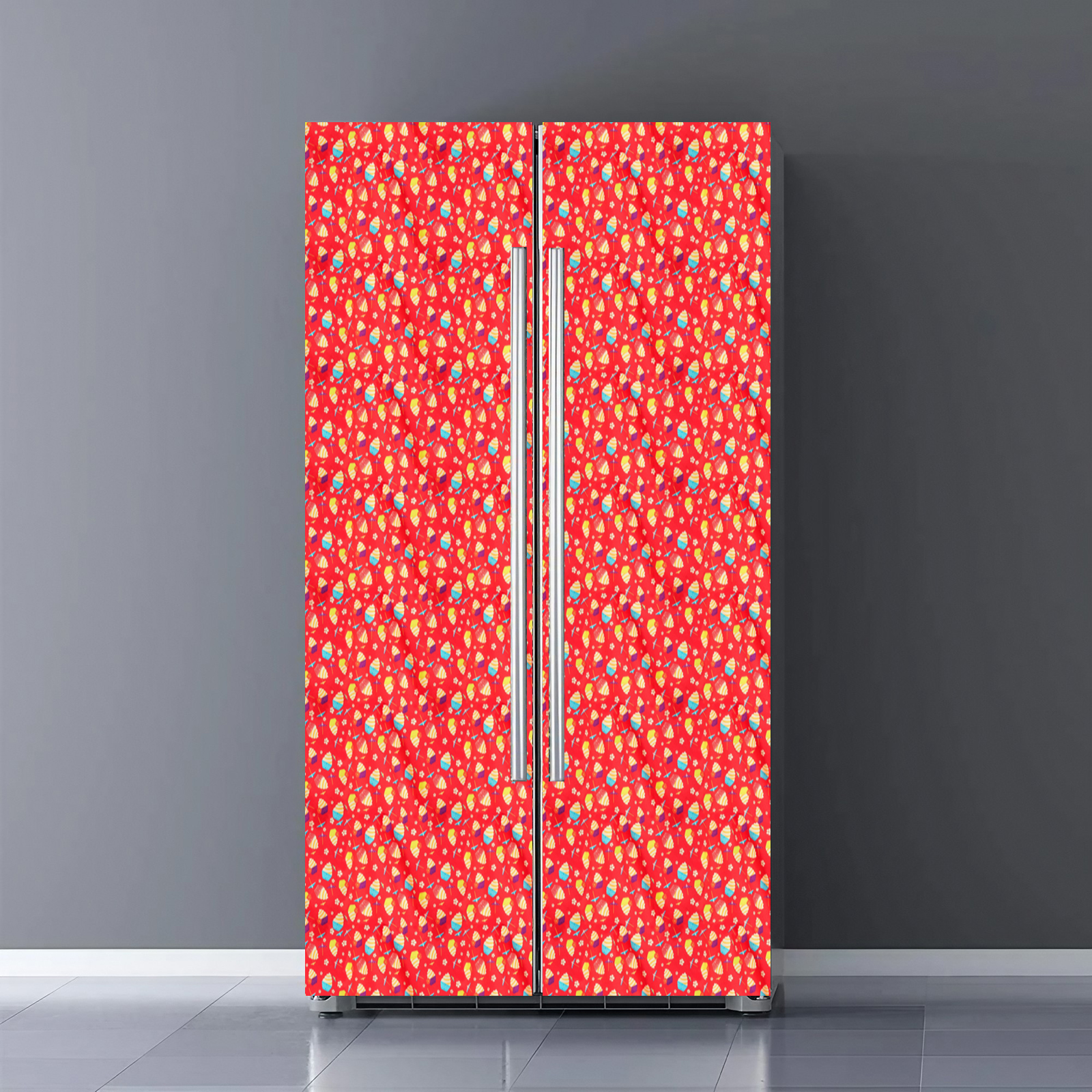 Fridge Door Wrap Vinyl Sticker Decor Front Refrigerator PVC Wallpaper ...