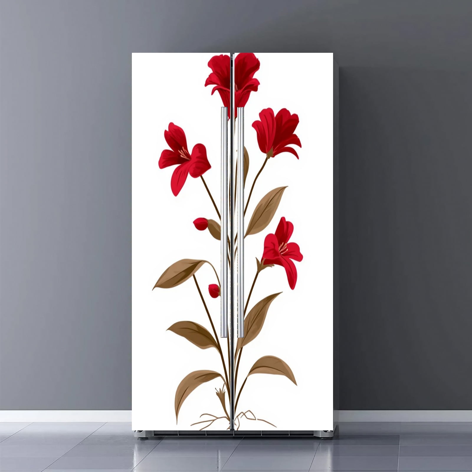 Fridge Door Wrap Vinyl Sticker Decor Front Refrigerator PVC Wallpaper ...