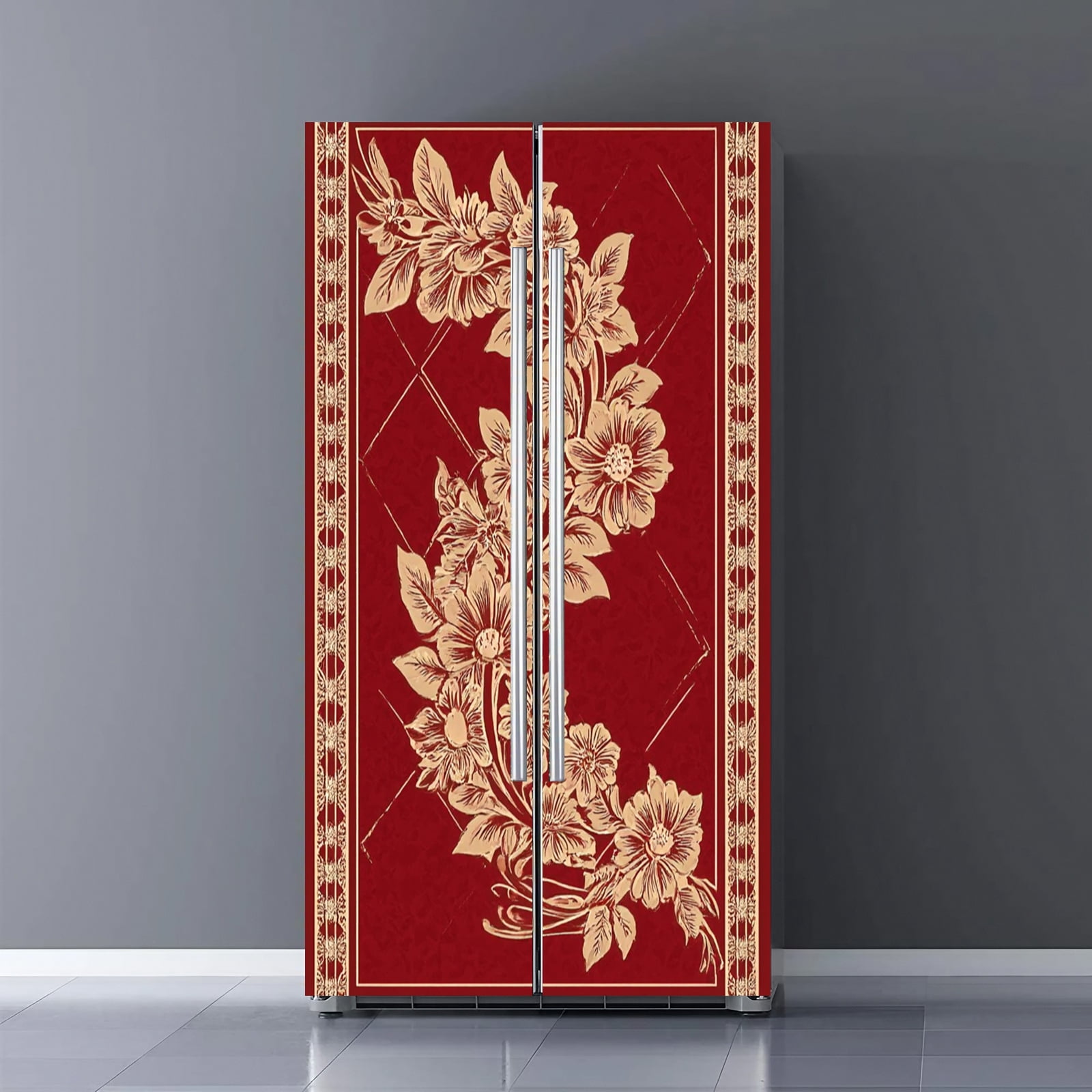 Fridge Door Wrap Vinyl Sticker Decor Front Refrigerator PVC Wallpaper ...