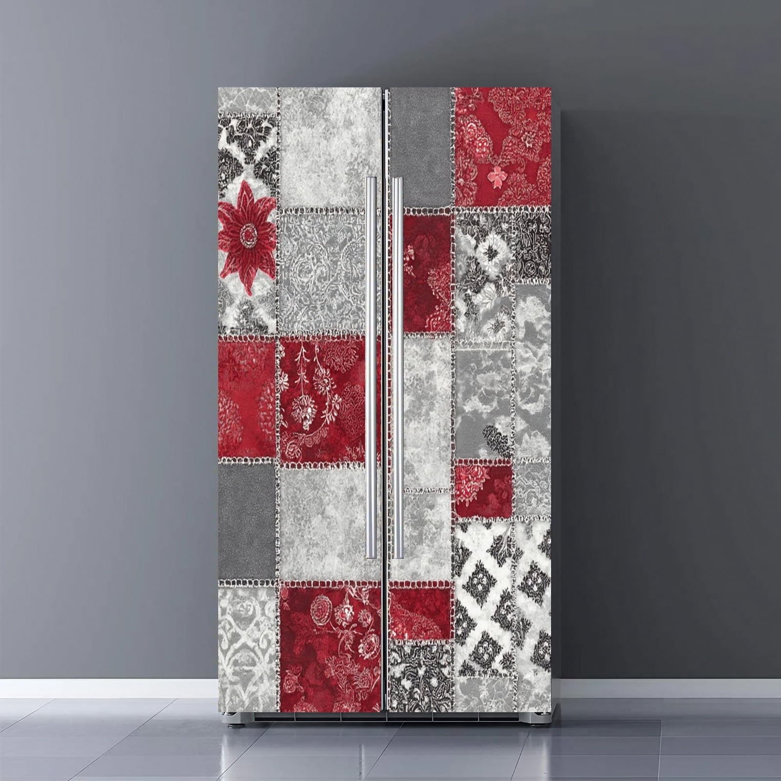 Fridge Door Wrap Vinyl Sticker Decor Front Refrigerator PVC Wallpaper ...