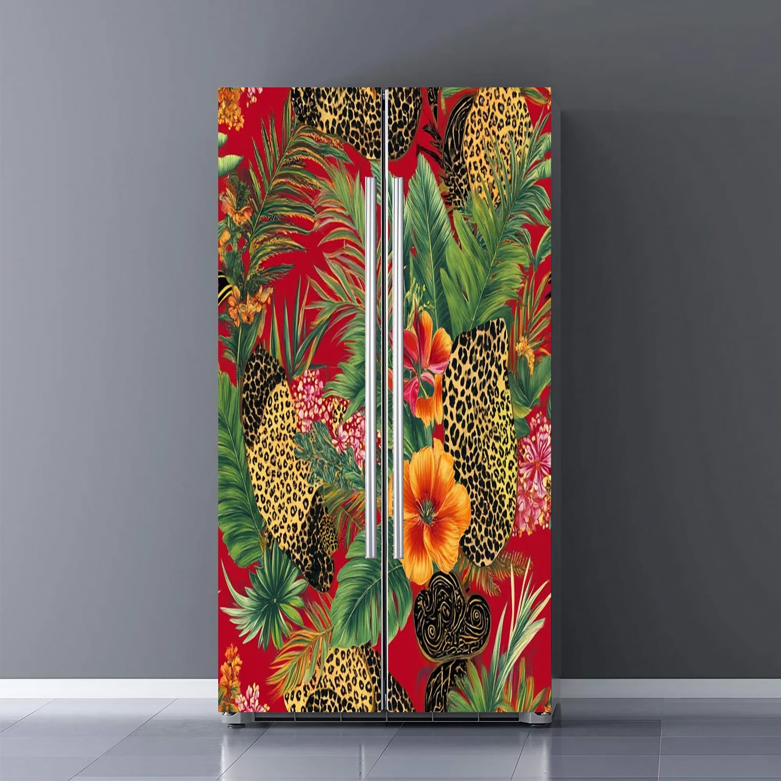 Fridge Door Wrap Vinyl Sticker Decor Front Refrigerator PVC Wallpaper ...