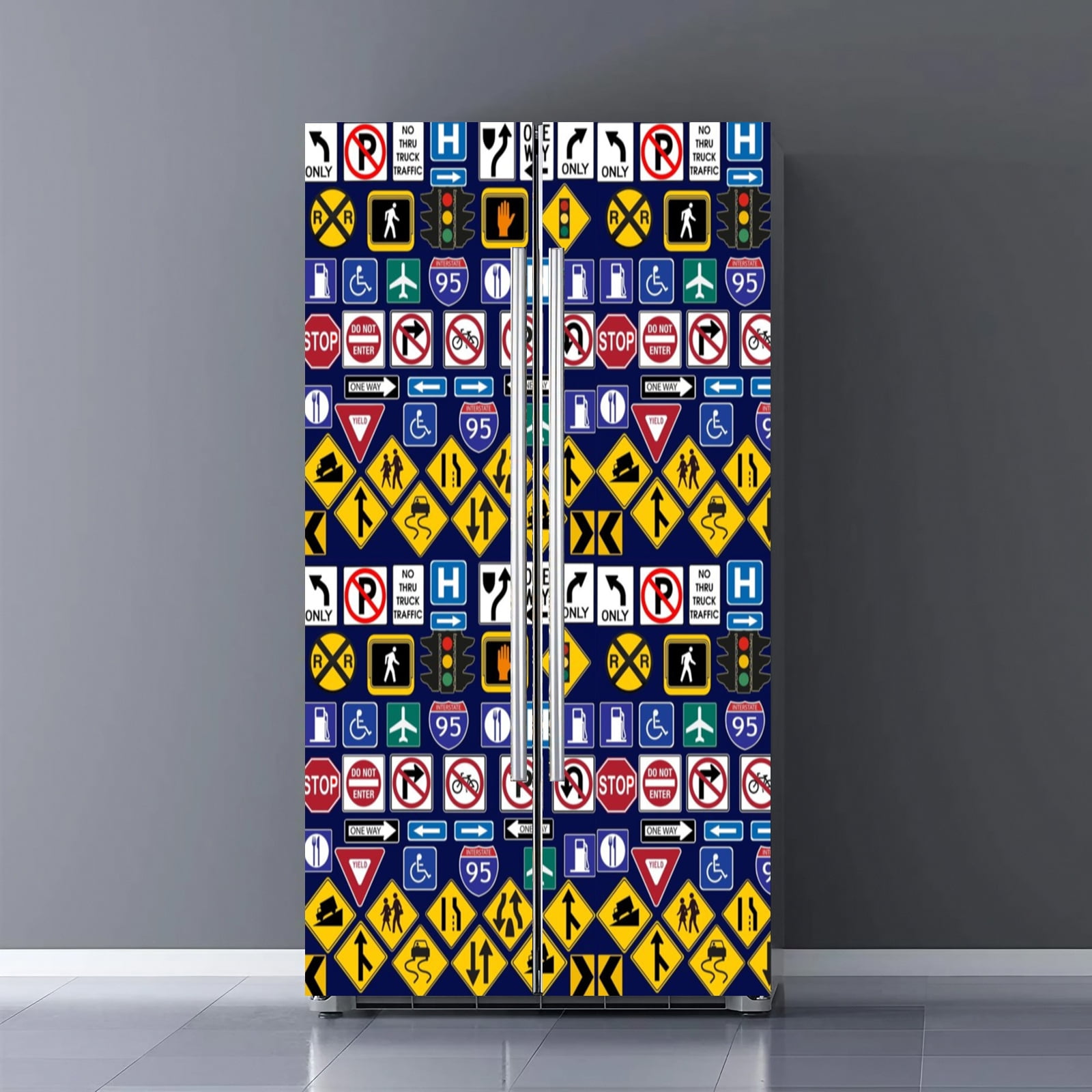 Fridge Door Wrap Vinyl Sticker Decor Front Refrigerator PVC Wallpaper ...