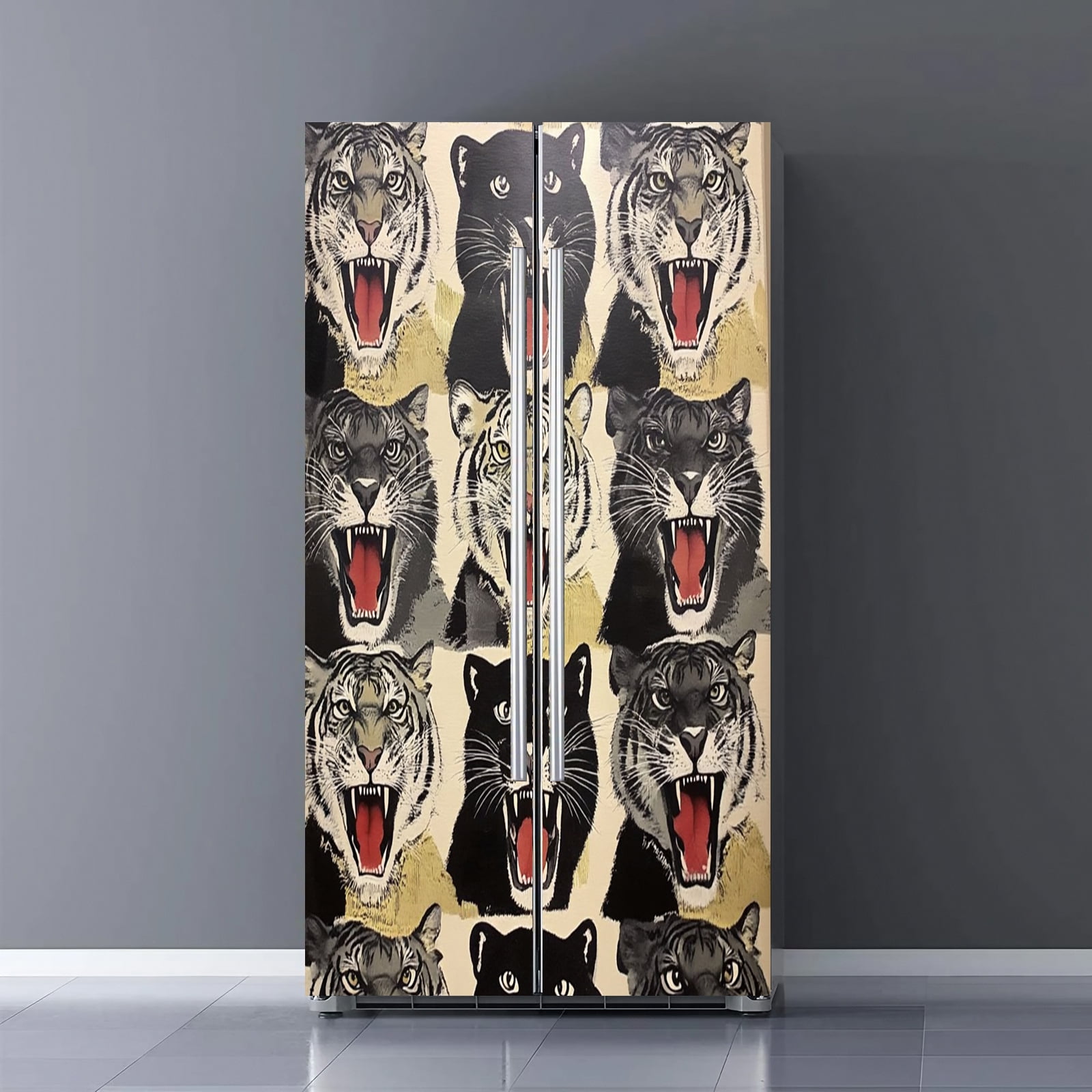 Fridge Door Wrap Vinyl Sticker Decor Front Refrigerator PVC Wallpaper ...