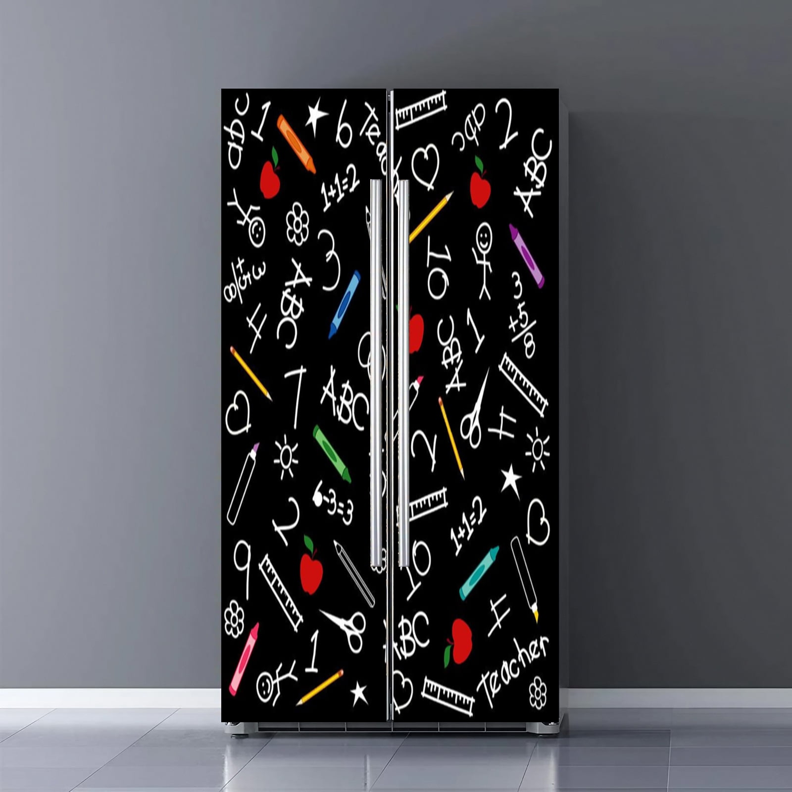 Fridge Door Wrap Vinyl Sticker Decor Front Refrigerator PVC Wallpaper ...