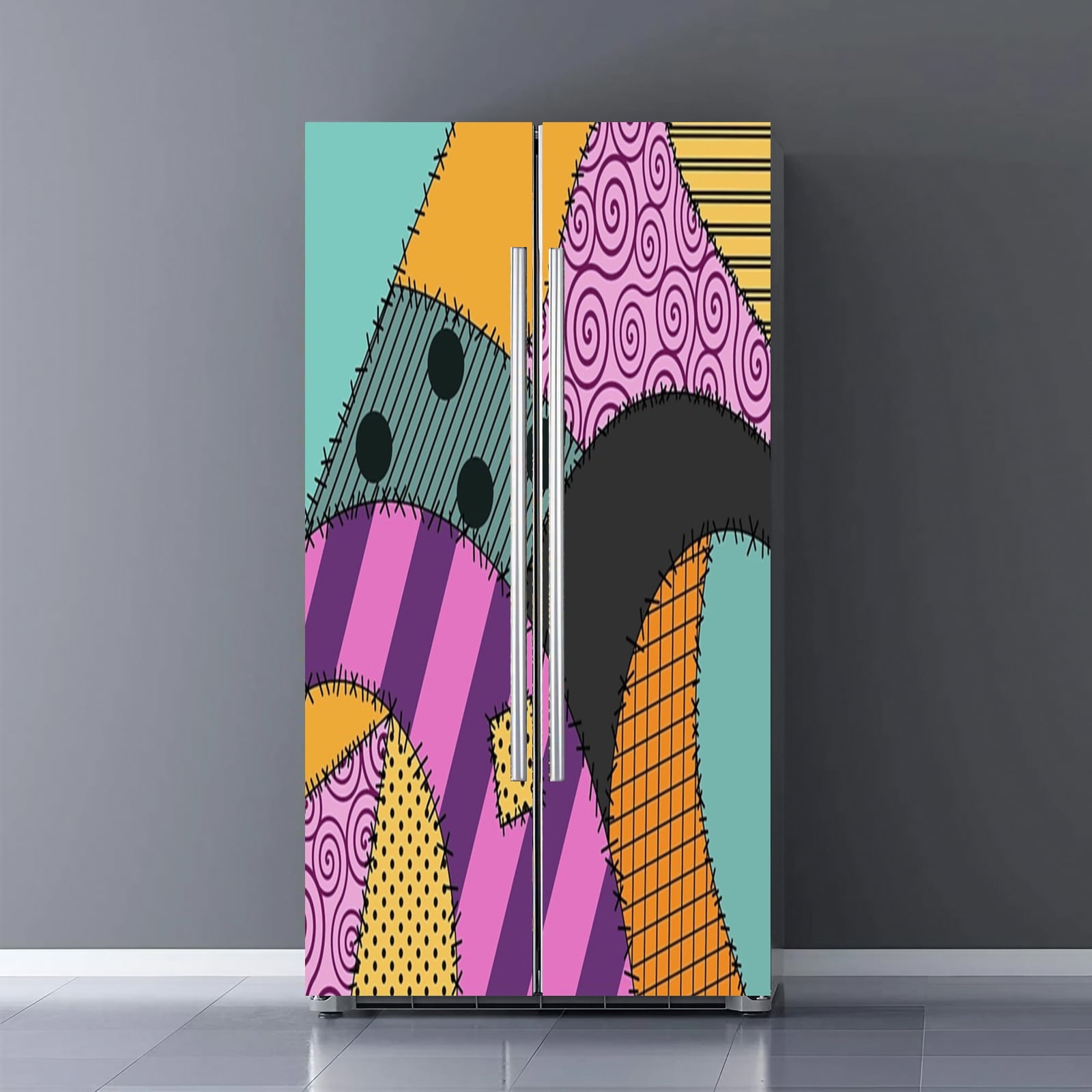 Fridge Door Wrap Vinyl Sticker Decor Front Refrigerator PVC Wallpaper ...