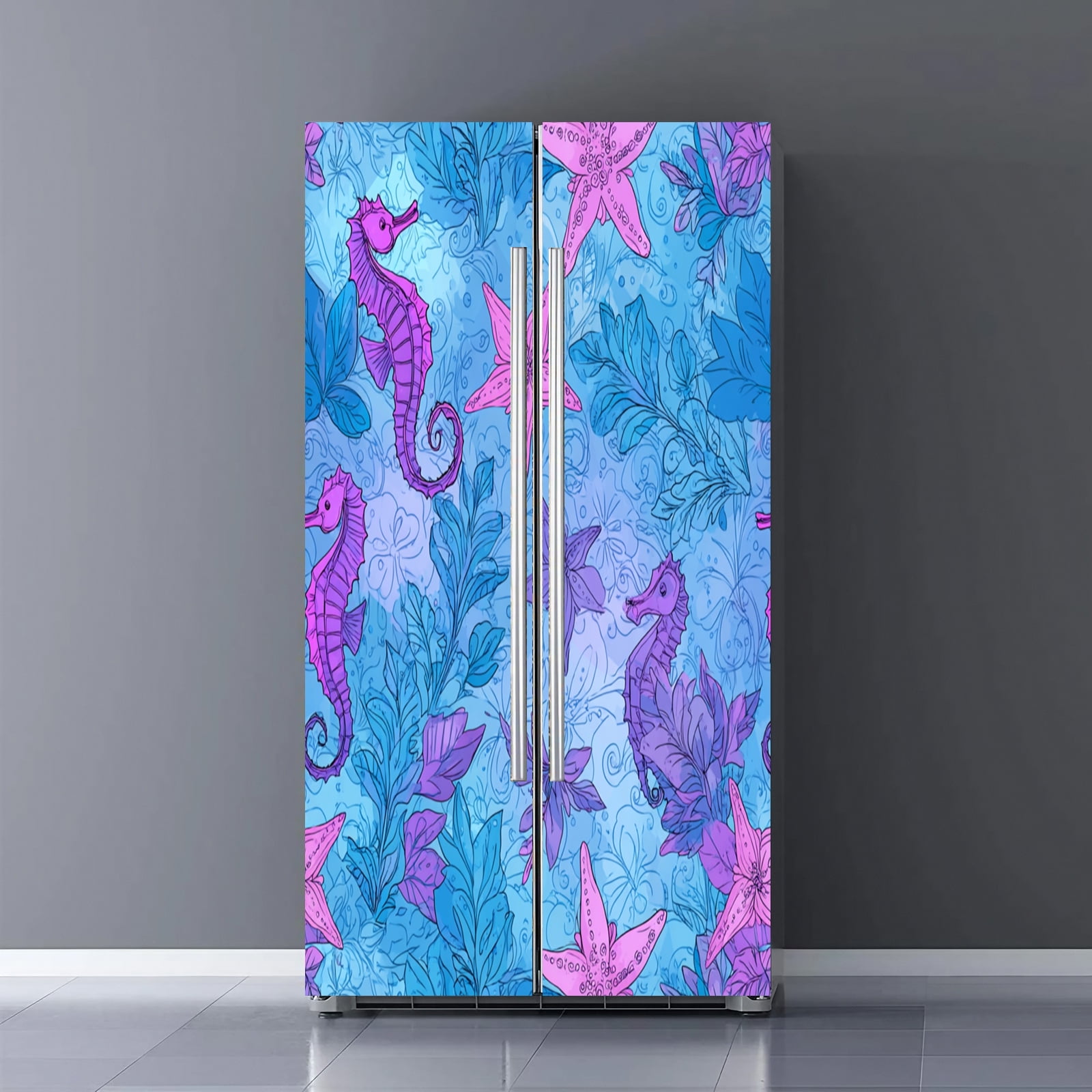 Fridge Door Wrap Vinyl Sticker Decor Front Refrigerator PVC Wallpaper ...