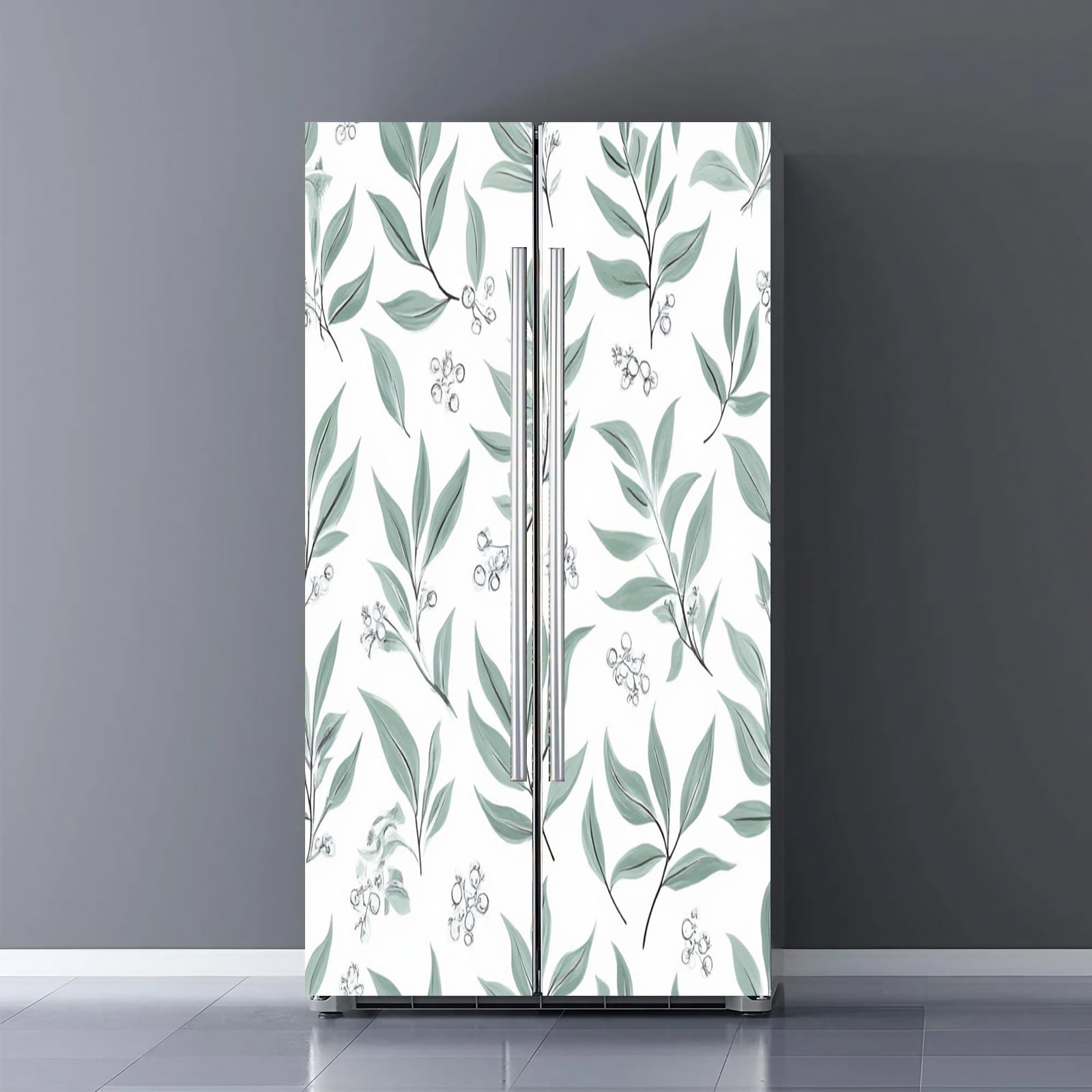 Fridge Door Wrap Vinyl Sticker Decor Front Refrigerator PVC Wallpaper ...