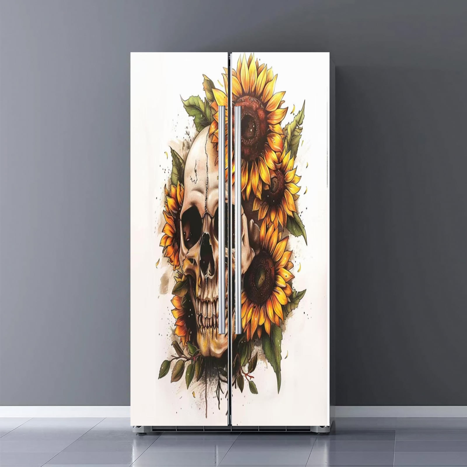 Fridge Door Wrap Vinyl Sticker Decor Front Refrigerator PVC Wallpaper ...