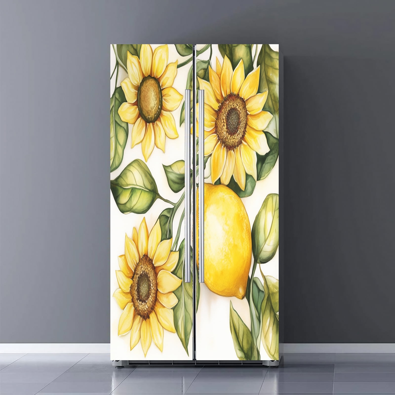 Fridge Door Wrap Vinyl Sticker Decor Front Refrigerator PVC Wallpaper ...