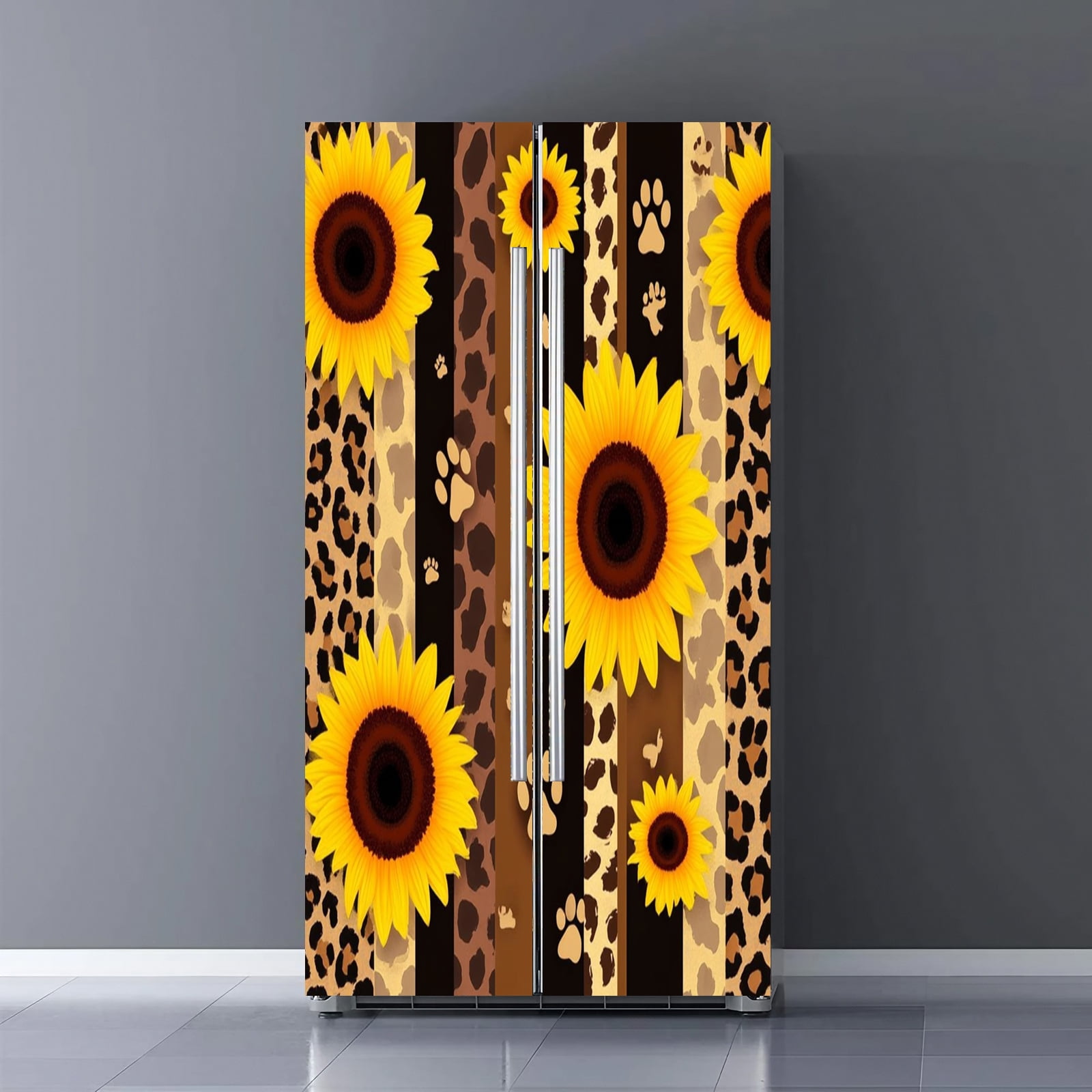 Fridge Door Wrap Vinyl Sticker Decor Front Refrigerator PVC Wallpaper ...