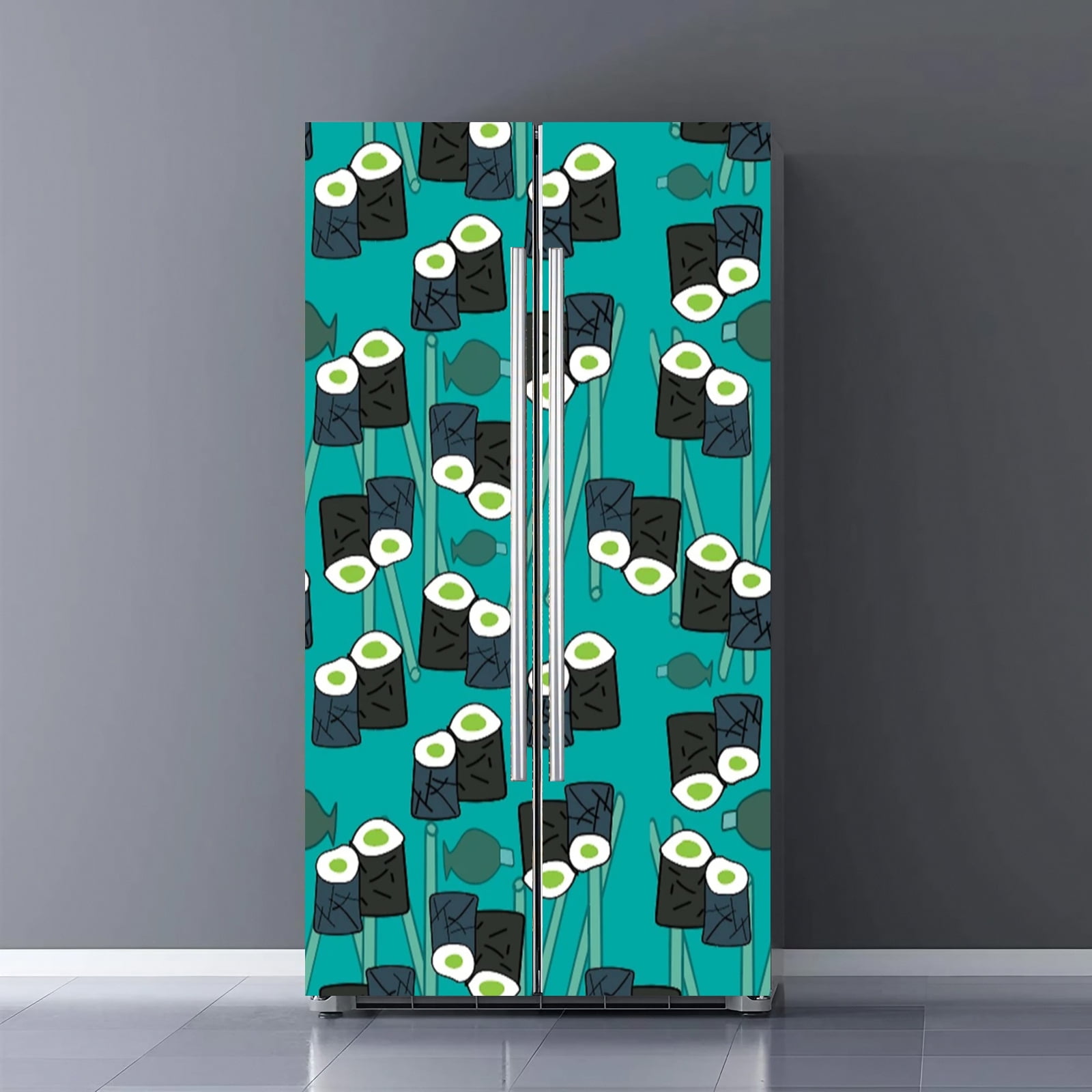 Fridge Door Wrap Vinyl Sticker Decor Front Refrigerator PVC Wallpaper ...