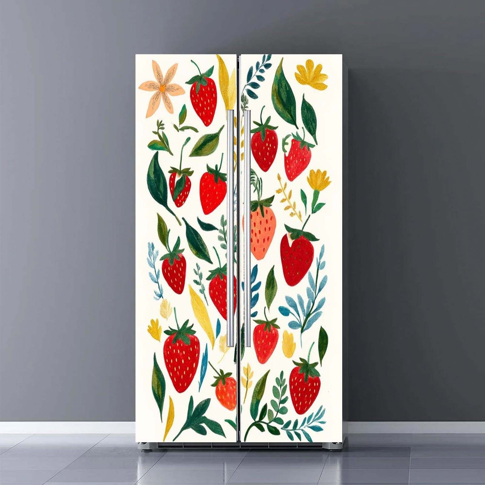 Fridge Door Wrap Vinyl Sticker Decor Front Refrigerator PVC Wallpaper ...