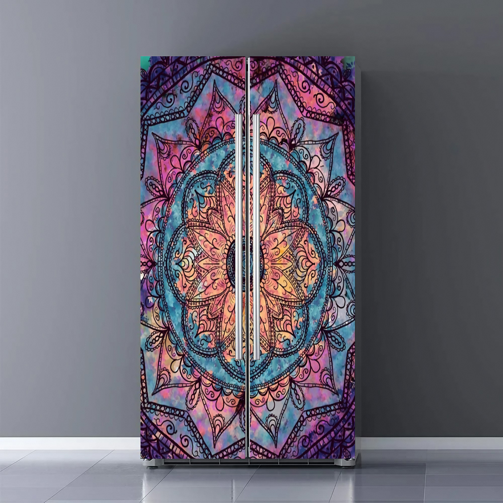 Fridge Door Wrap Vinyl Sticker Decor Front Refrigerator PVC Wallpaper ...