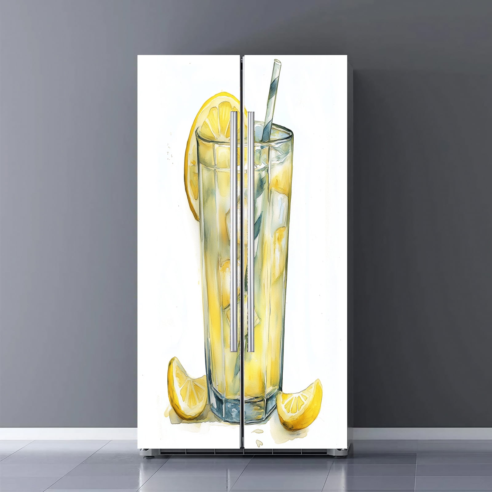 Fridge Door Wrap Vinyl Sticker Decor Front Refrigerator PVC Wallpaper ...