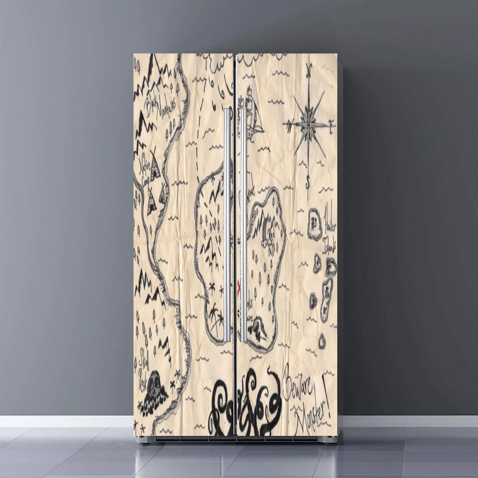 Fridge Door Wrap Vinyl Sticker Decor Front Refrigerator PVC Wallpaper ...