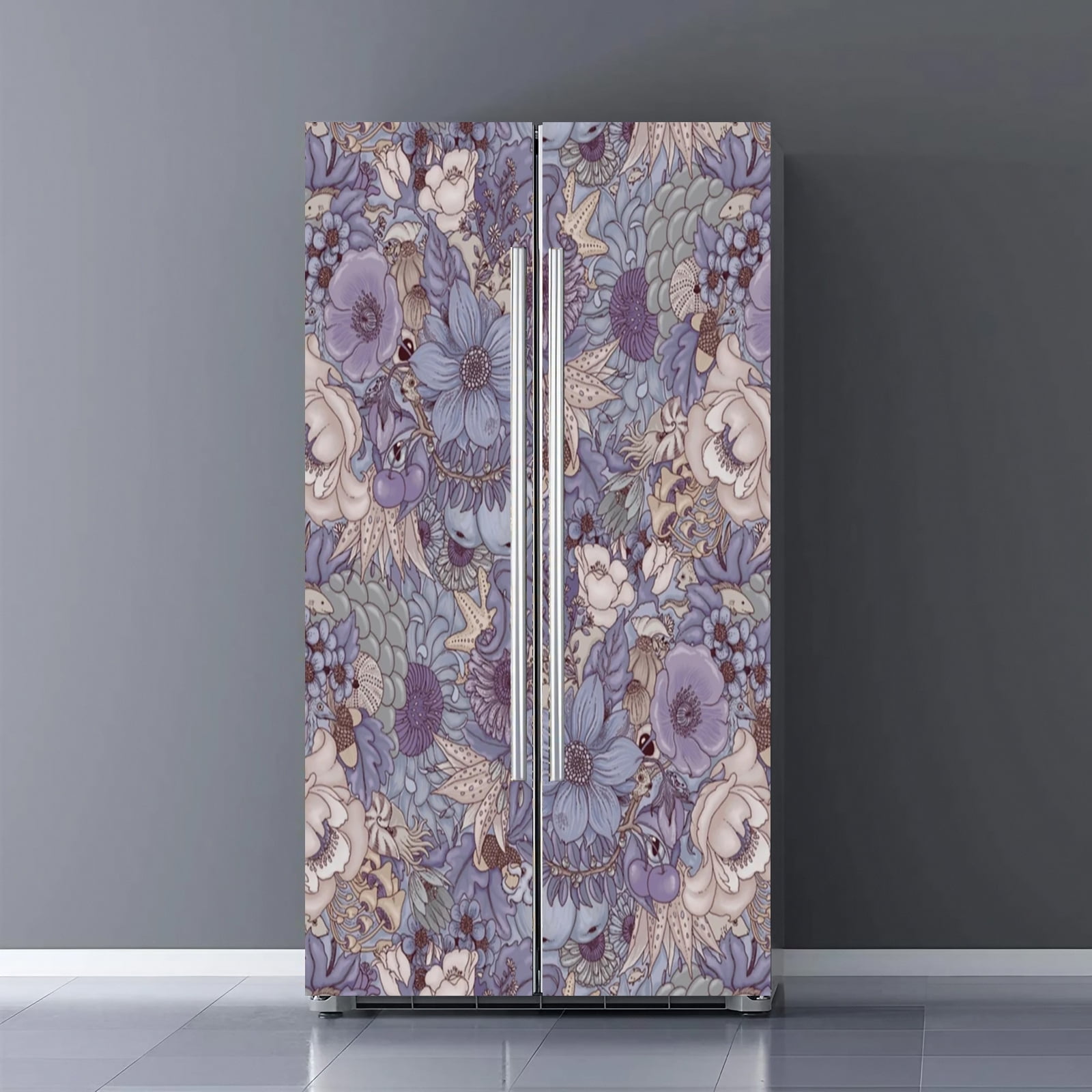 Fridge Door Wrap Vinyl Sticker Decor Front Refrigerator PVC Wallpaper ...